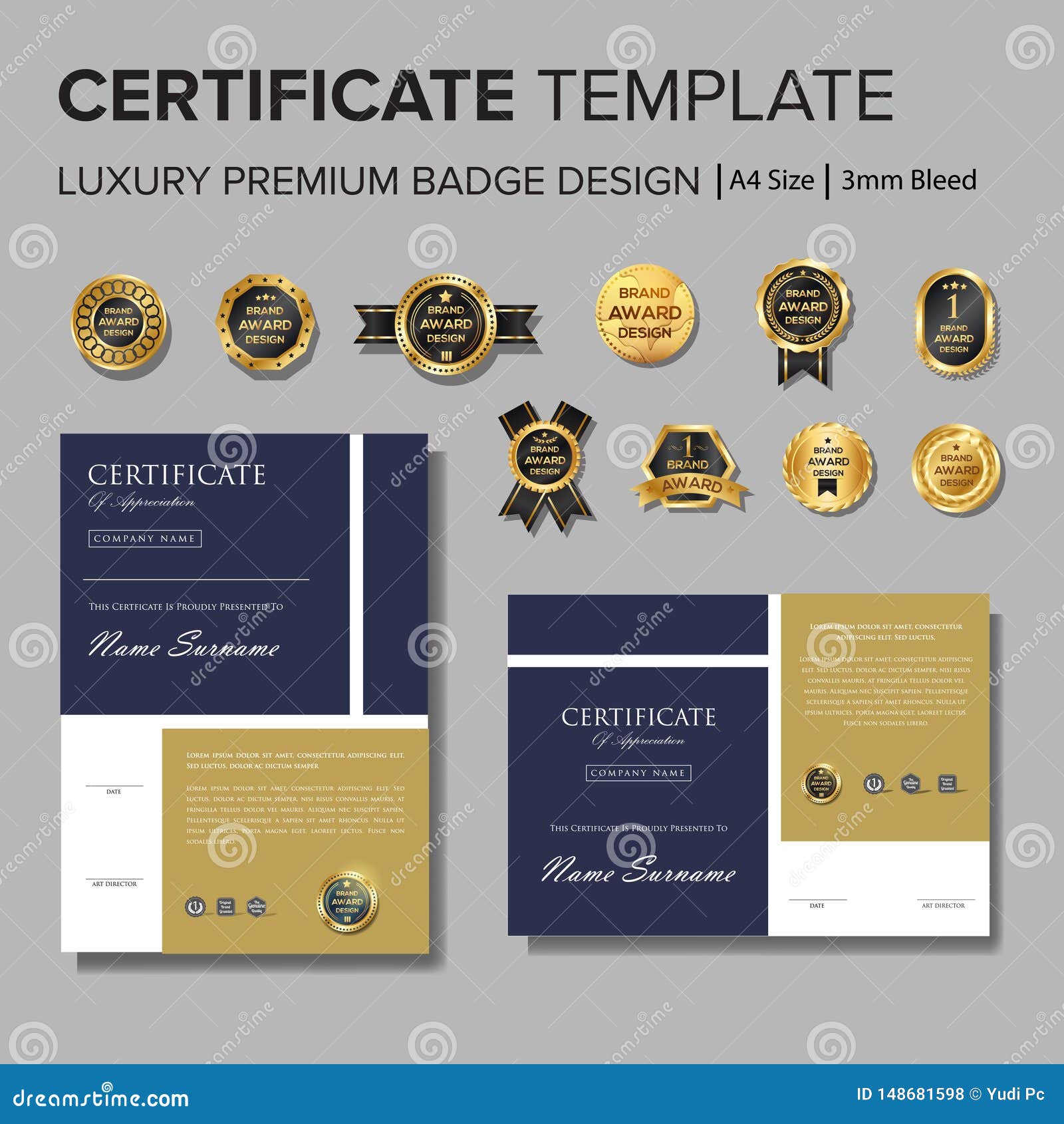 Simple Certificate Design with Badge Vector Stock Vector - Illustration ...