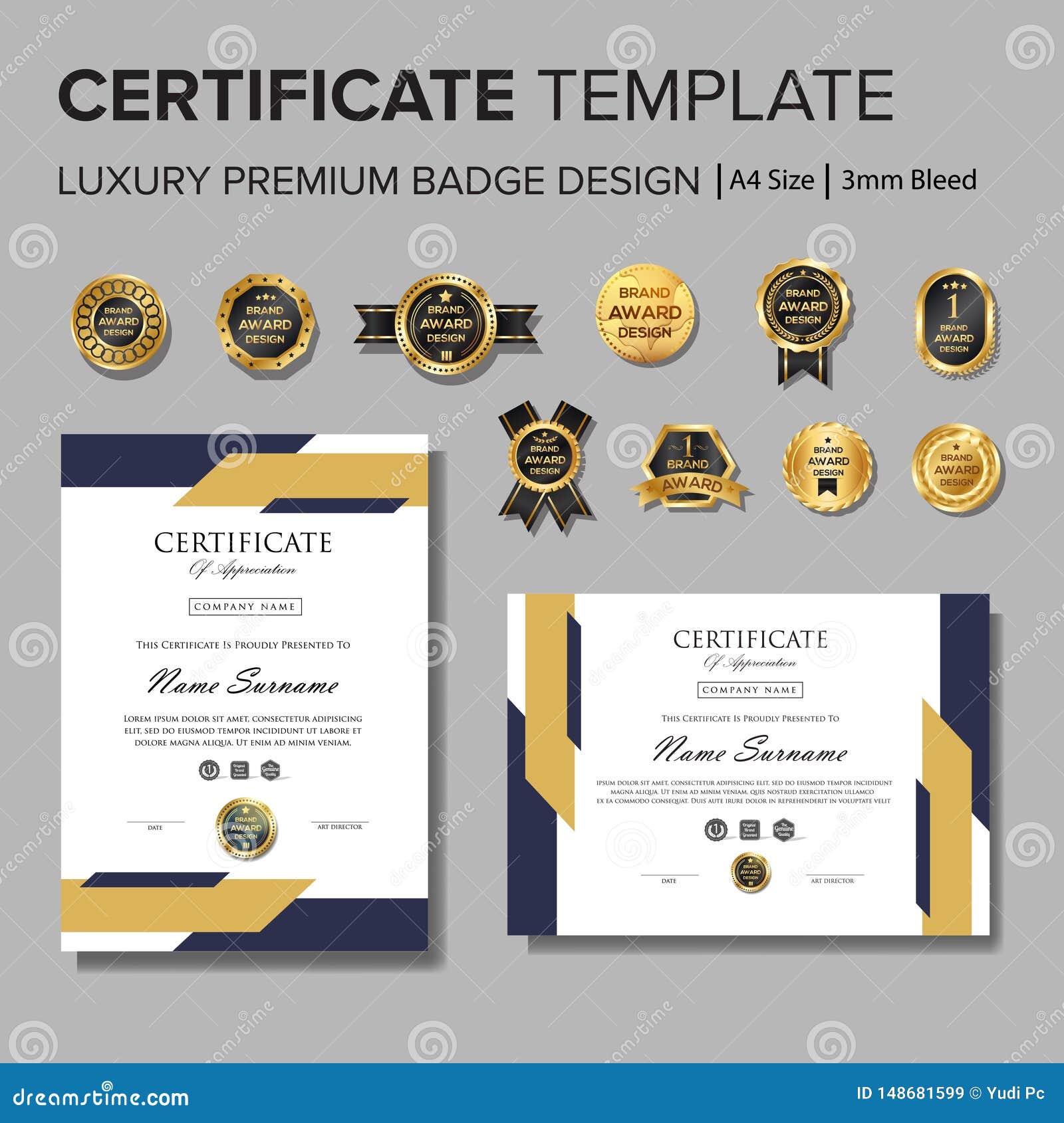 Simple Certificate Design with Badge Vector Stock Vector - Illustration ...