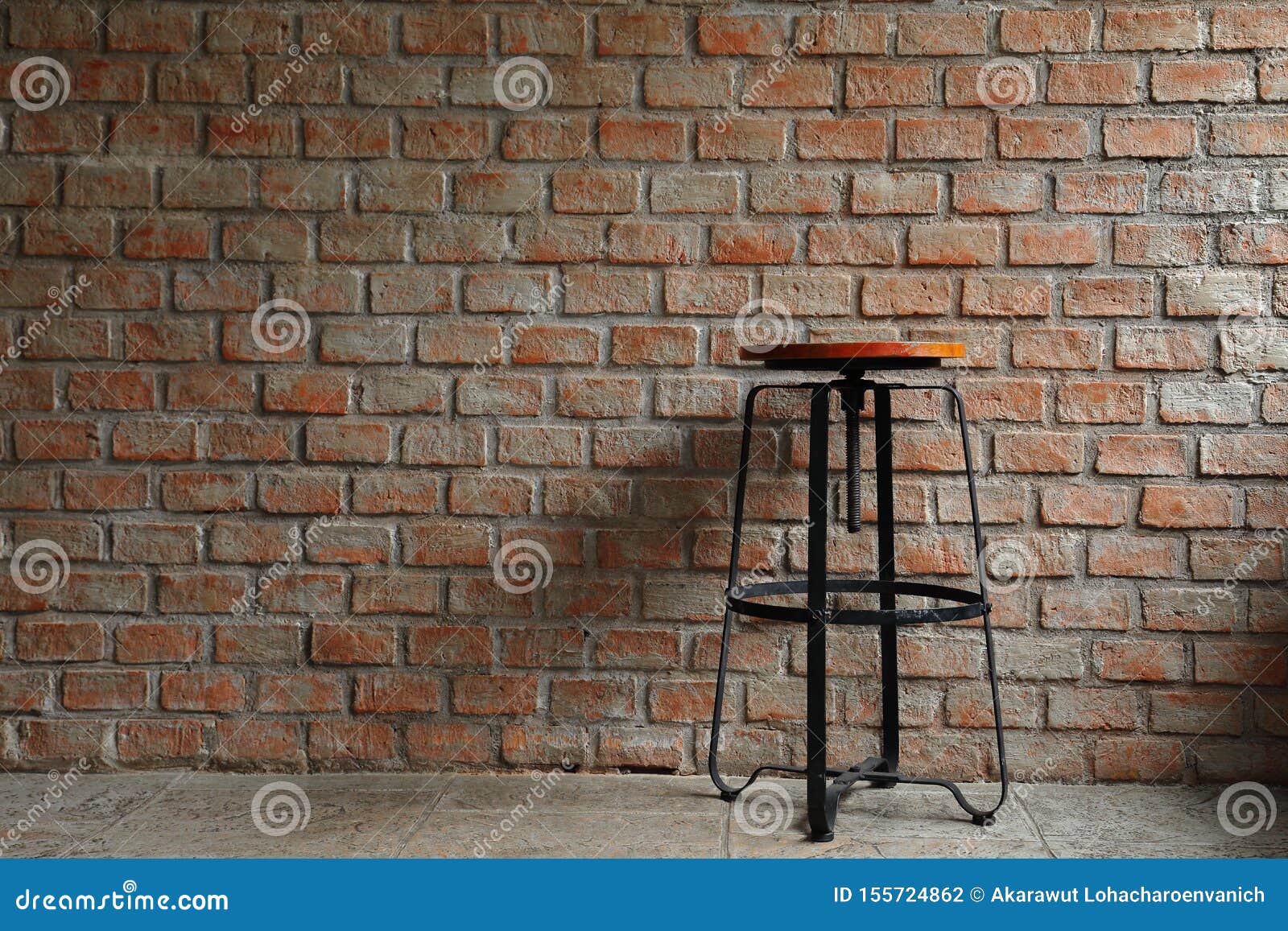Simple Chair with Shadow Cast on Rustic Brick and Concrete Wall Pattern ...