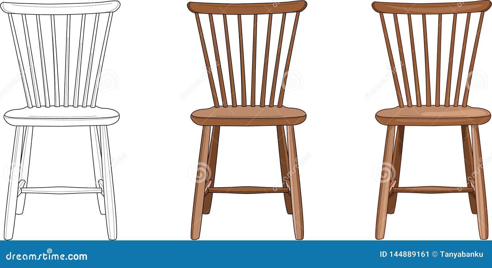 Simple Chair Three Different Ways Vector Illustration. Stock Vector ...
