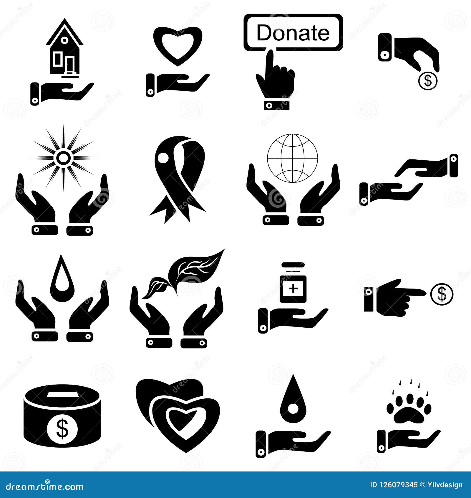 Charity Icons Set, Simple Style Stock Illustration - Illustration of ...