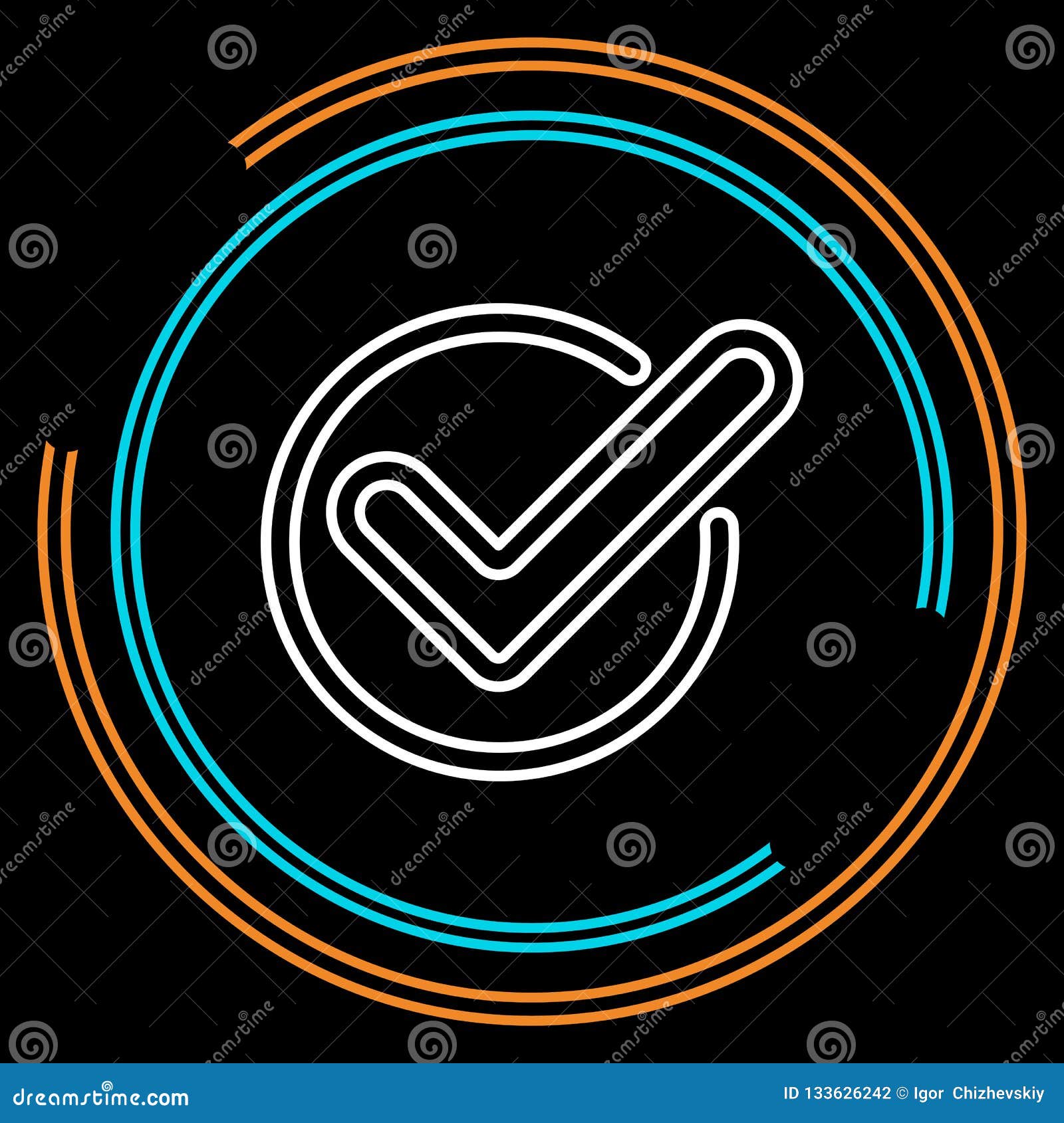 Simple Check Thin Line Vector Icon Stock Vector - Illustration of flat ...