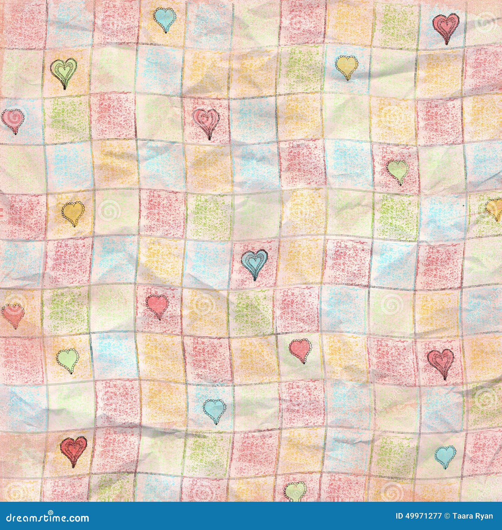 Simple Checkered Heart Worn Folded Grunge Paper Background Stock ...