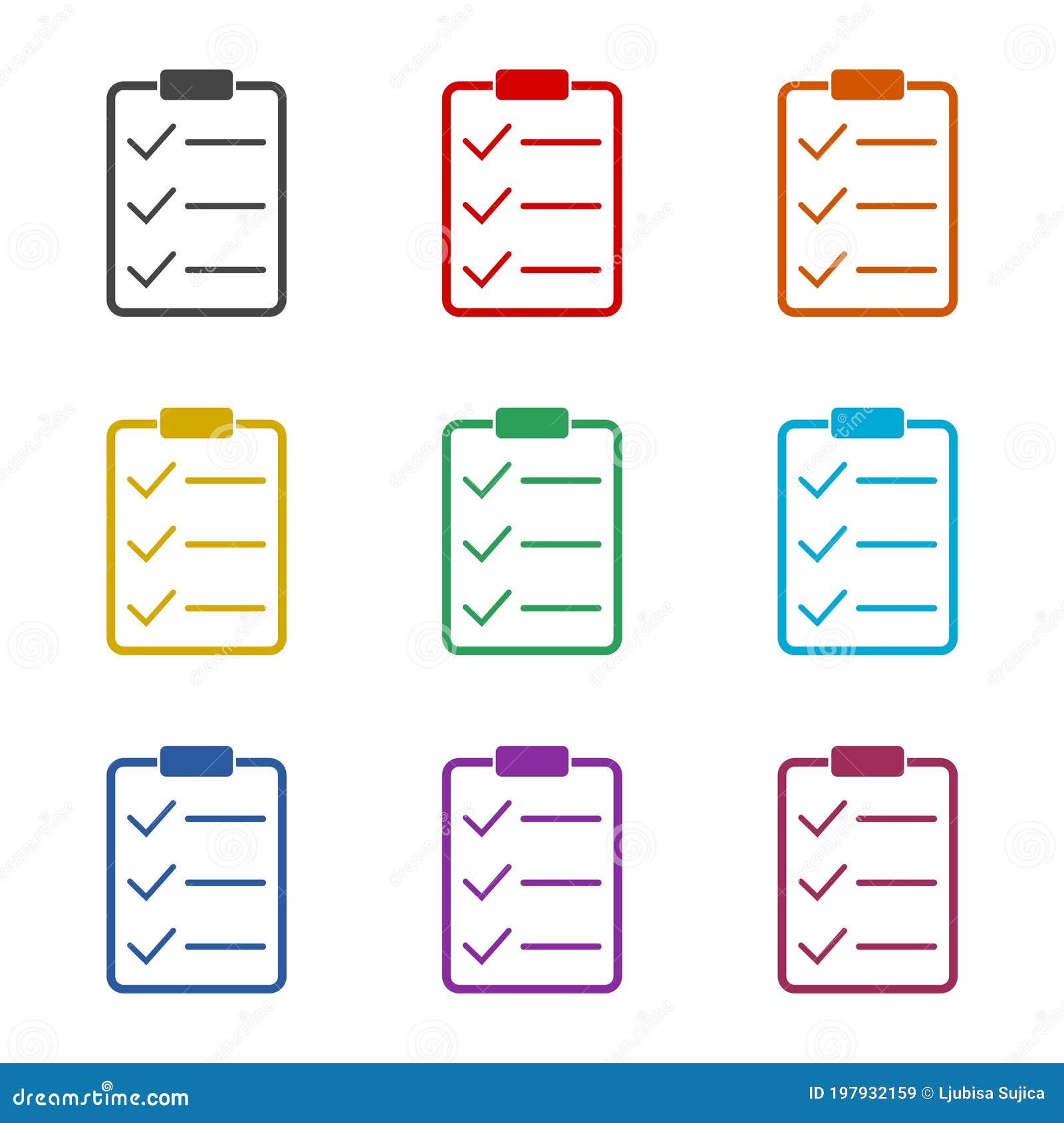 Simple Checklist Icon, Color Set Stock Vector - Illustration of button ...