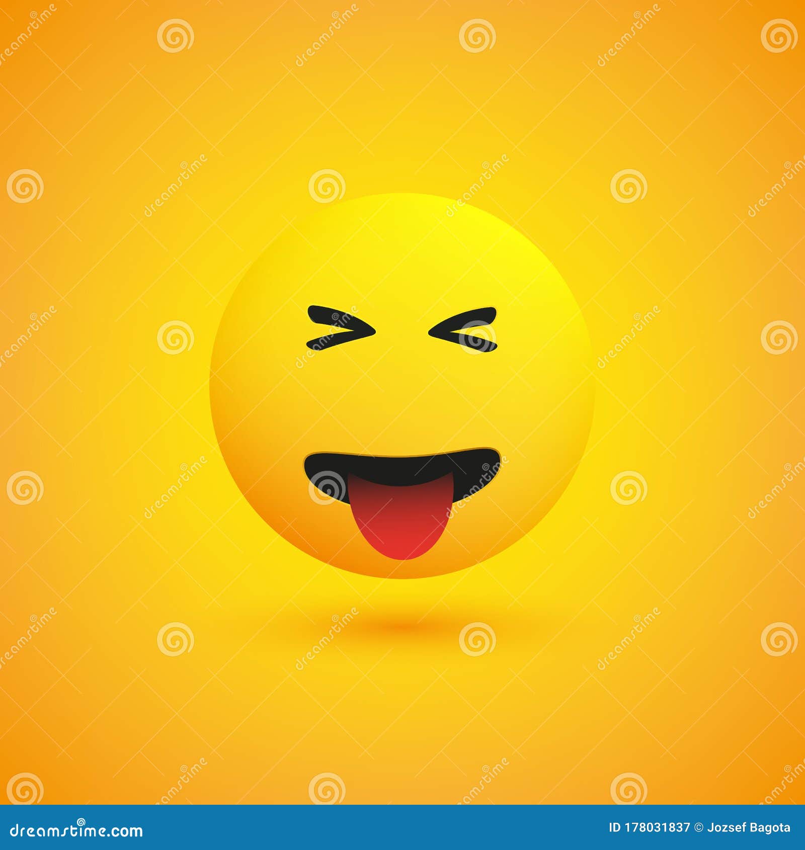 Simple Cheeky or Playful Emoticon on Yellow Background - Vector Design ...