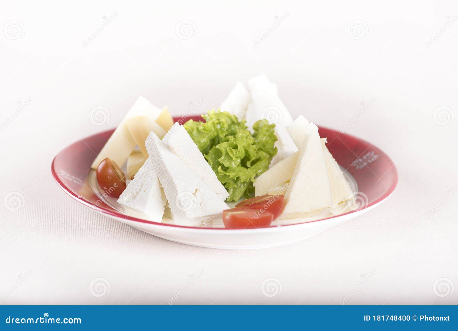 Simple Cheese Plateau, with Tomatoes and Salad Stock Photo - Image of ...