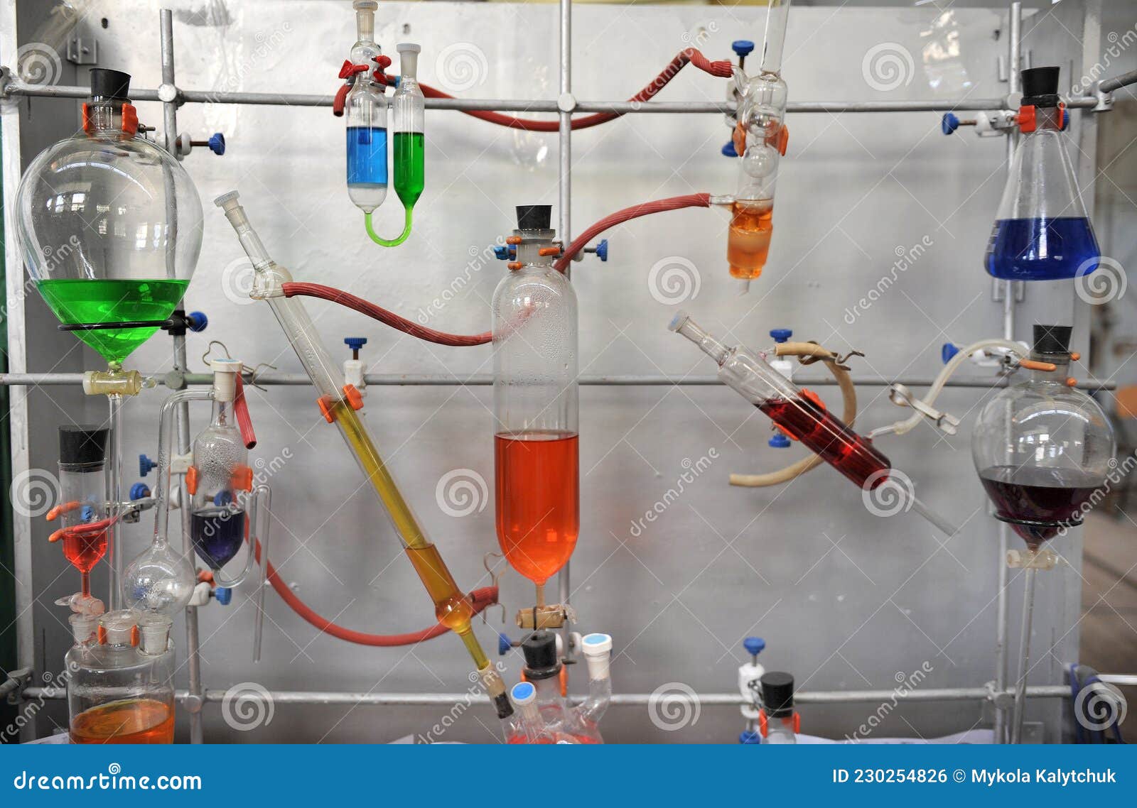 Simple Chemical Experiments with Colored Liquid in Laboratory. Stock ...