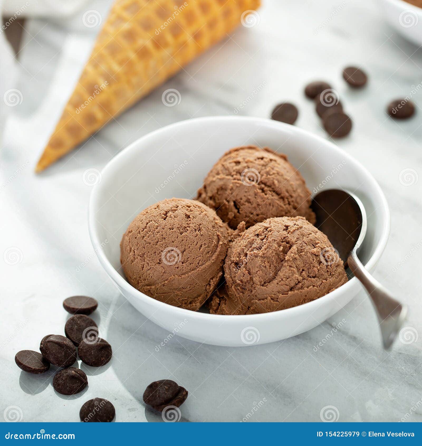 SImple Chocolate Ice Cream in a Bowl Stock Image - Image of plate ...