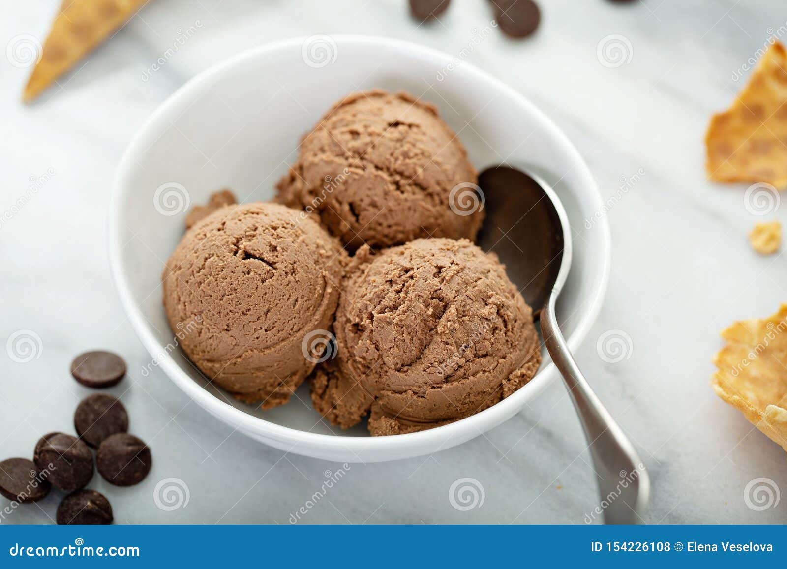 SImple Chocolate Ice Cream in a Bowl Stock Photo - Image of frozen ...