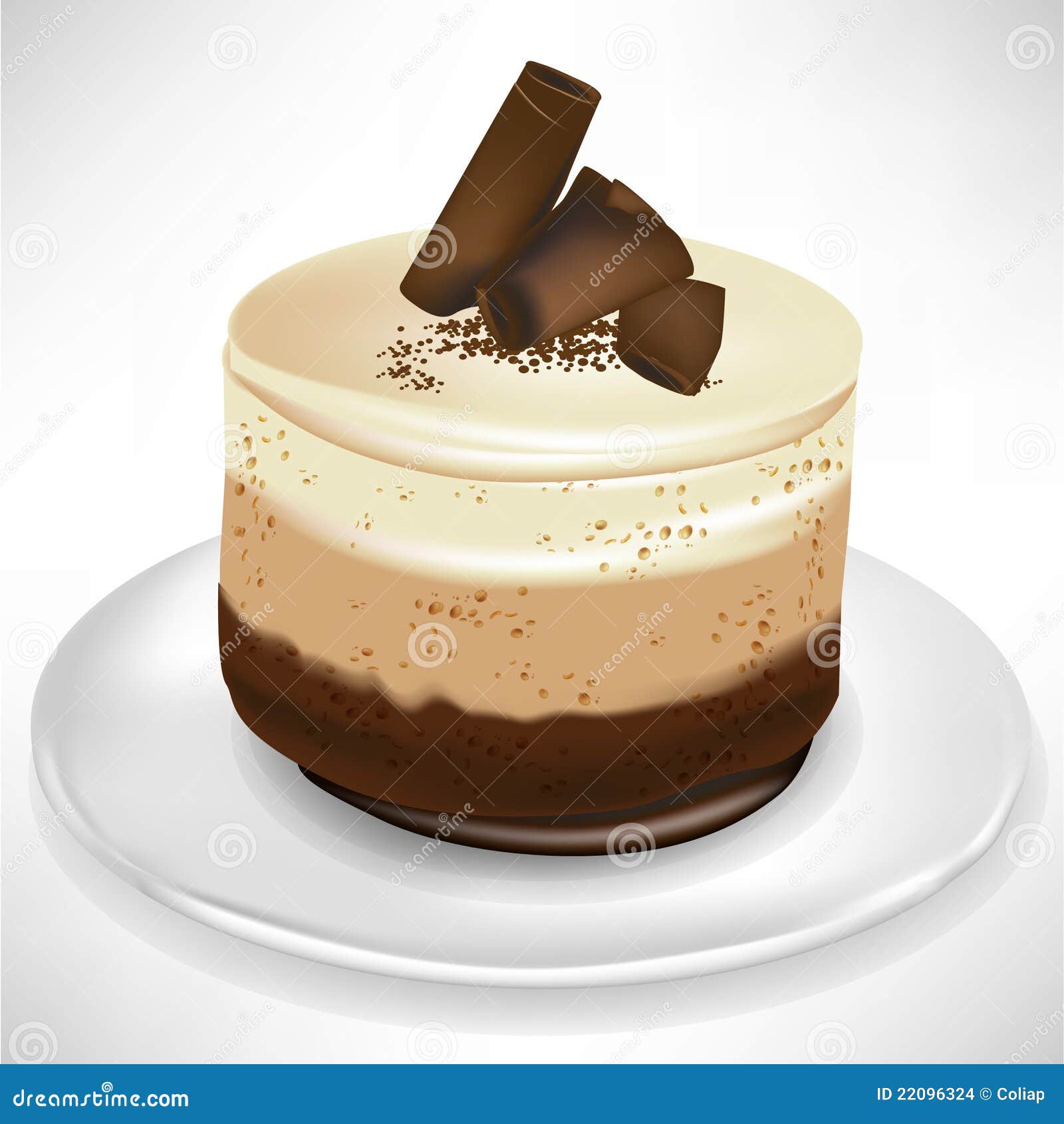 Simple Chocolate Mousse Cake on Plate Stock Vector - Illustration of ...