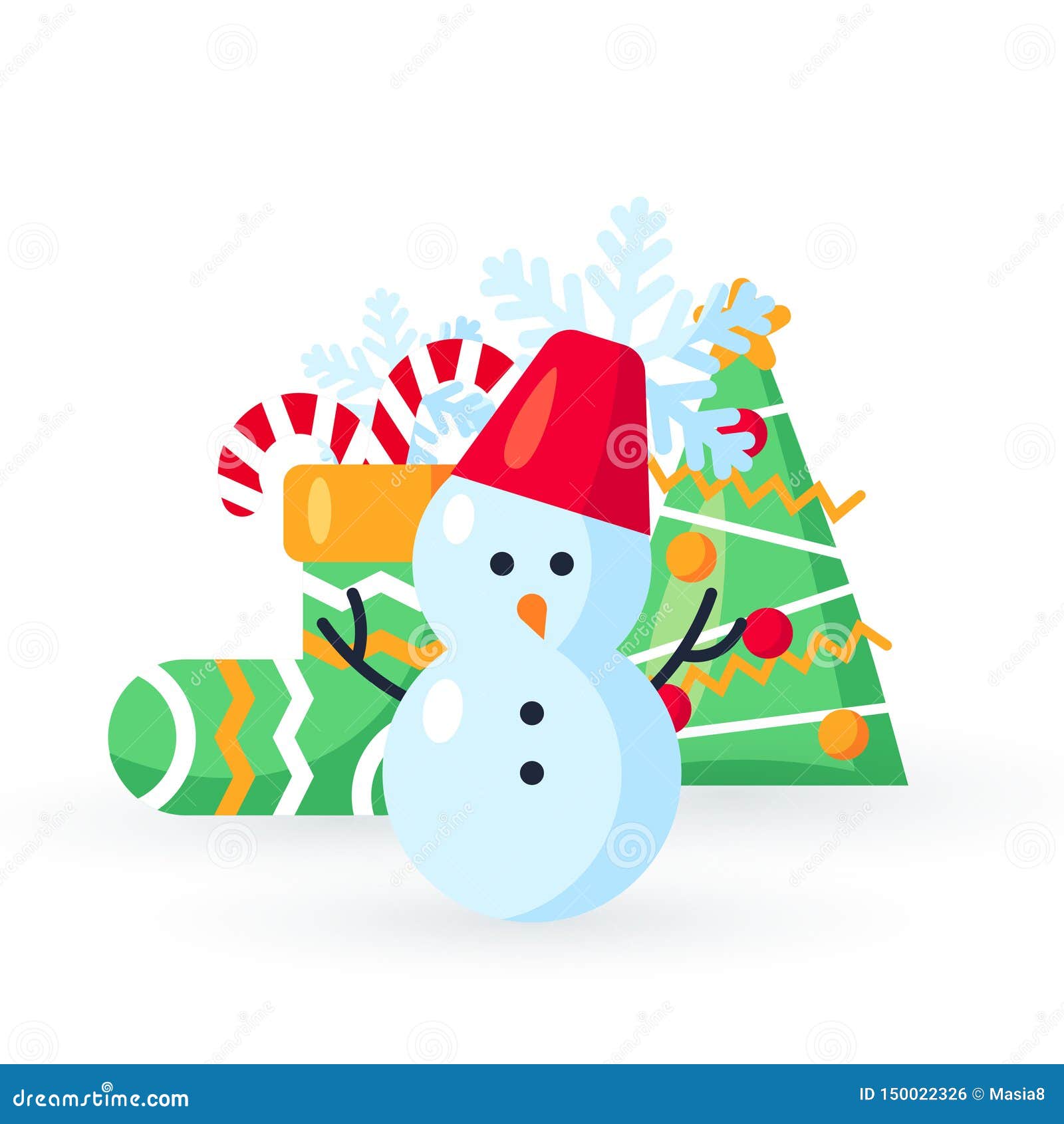 Simple Christmas Design in Flat Style, Vector Stock Vector ...