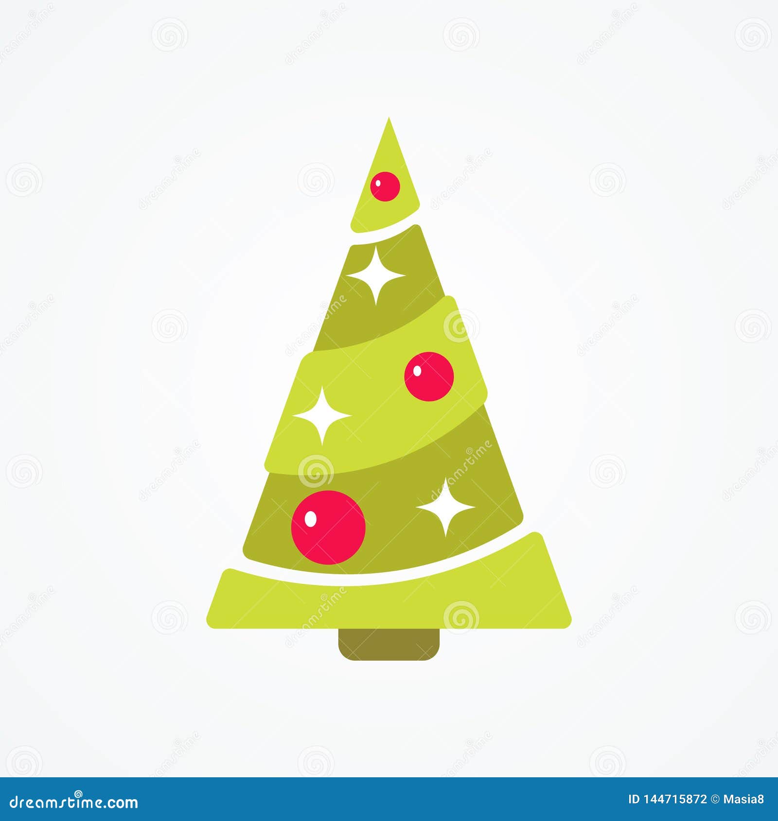 Vector Simple Christmas Tree in Flat Style Stock Vector - Illustration ...