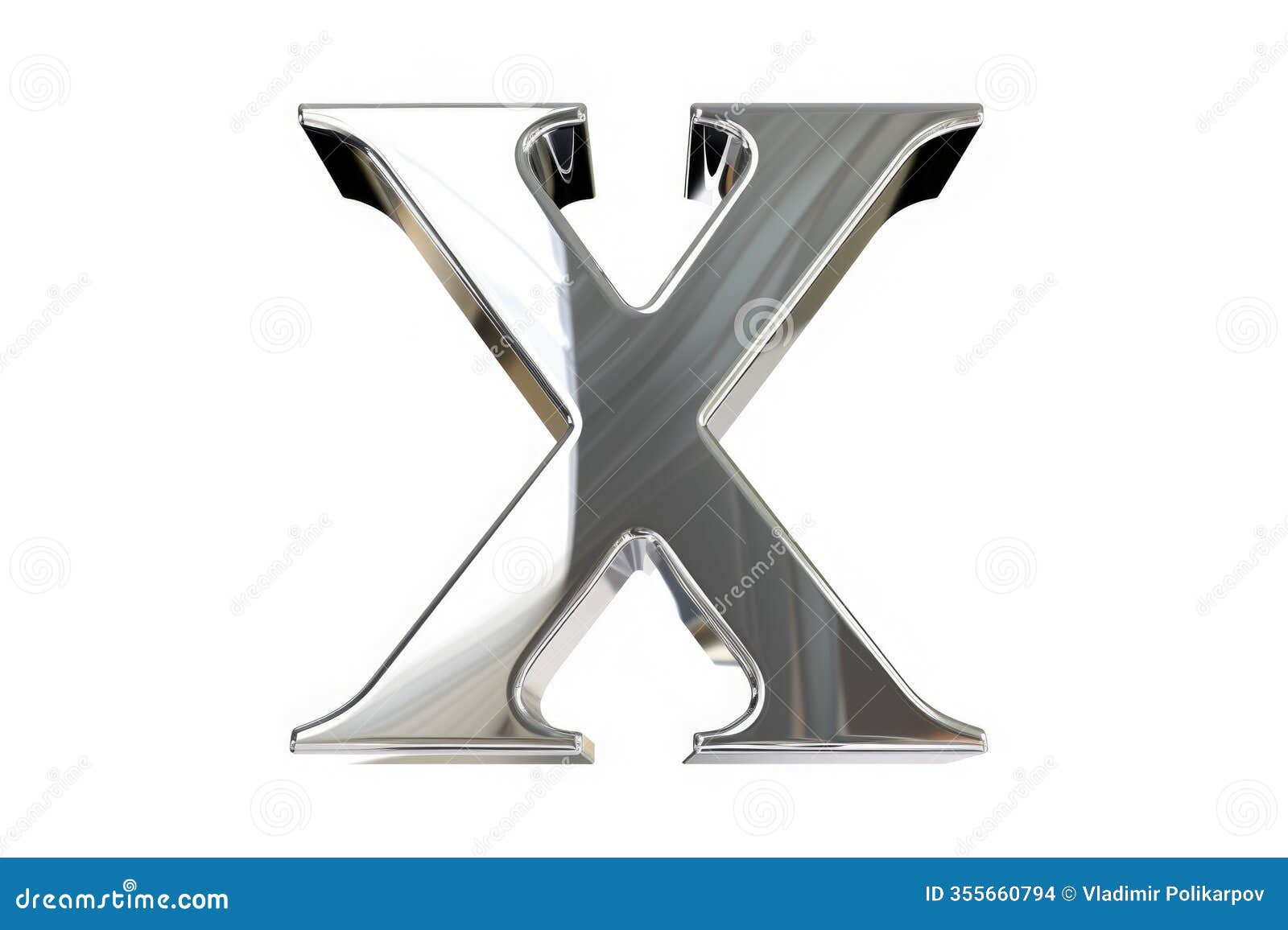 A Simple Chrome Letter X on a White Background, Great for Branding or ...