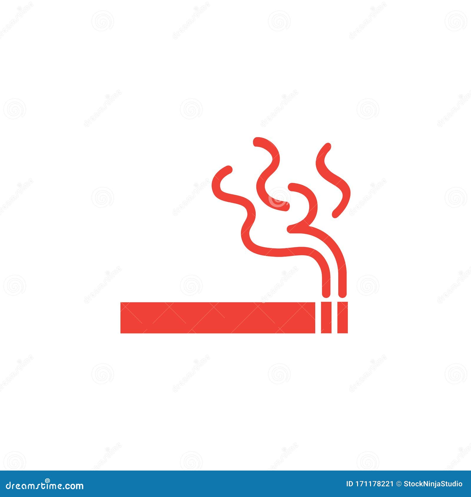 Simple Cigarette Red Icon on White Background. Red Flat Style Vector ...
