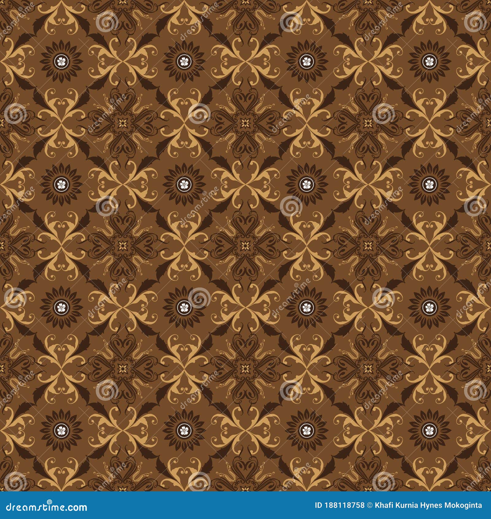 Simple Circle Design on Java Batik with Modern Dark Brown Color Stock ...