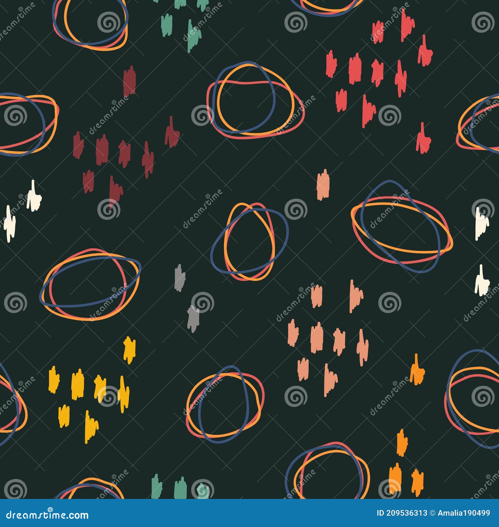 Simple Circle Doodle Repeat Pattern Design Stock Vector - Illustration ...