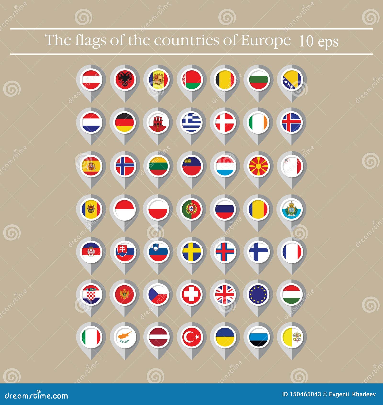 Set of World Flags Round Badges. Europe. 10 Eps Stock Illustration ...