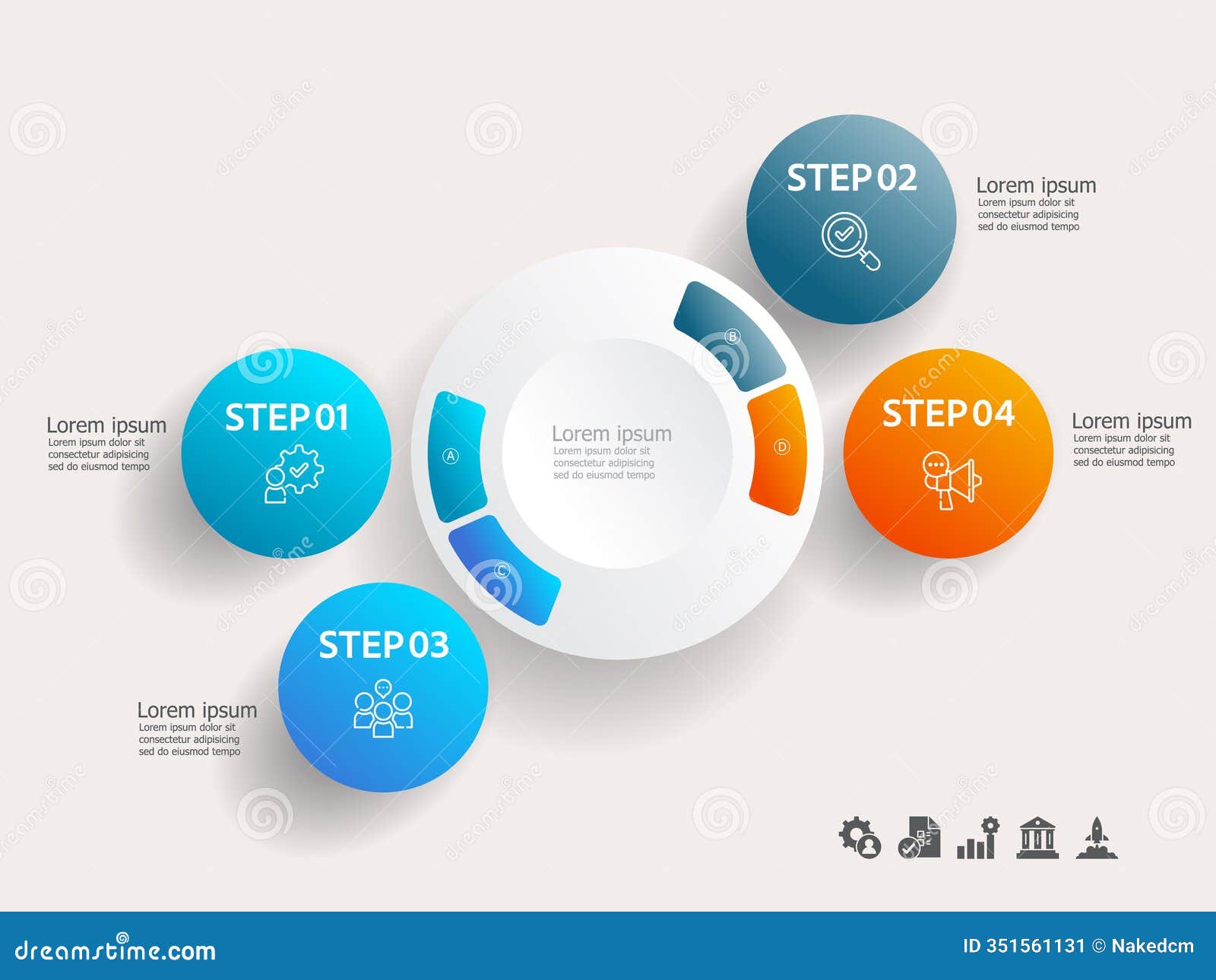 Simple Circle Infographics Timeline Business Workflow Background with ...