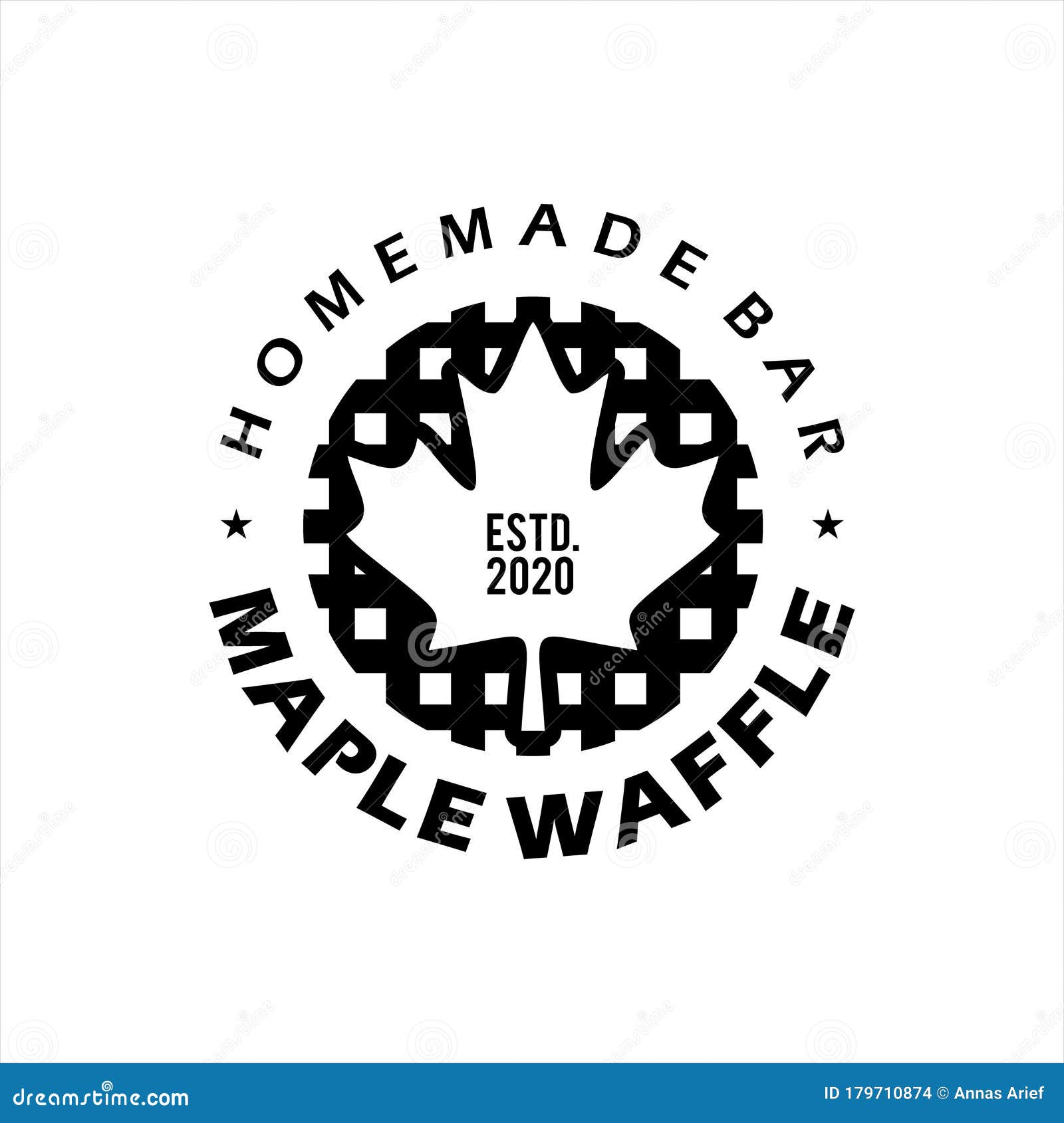 Simple Circle Maple Leaf with Waffle Vector Stock Vector - Illustration ...