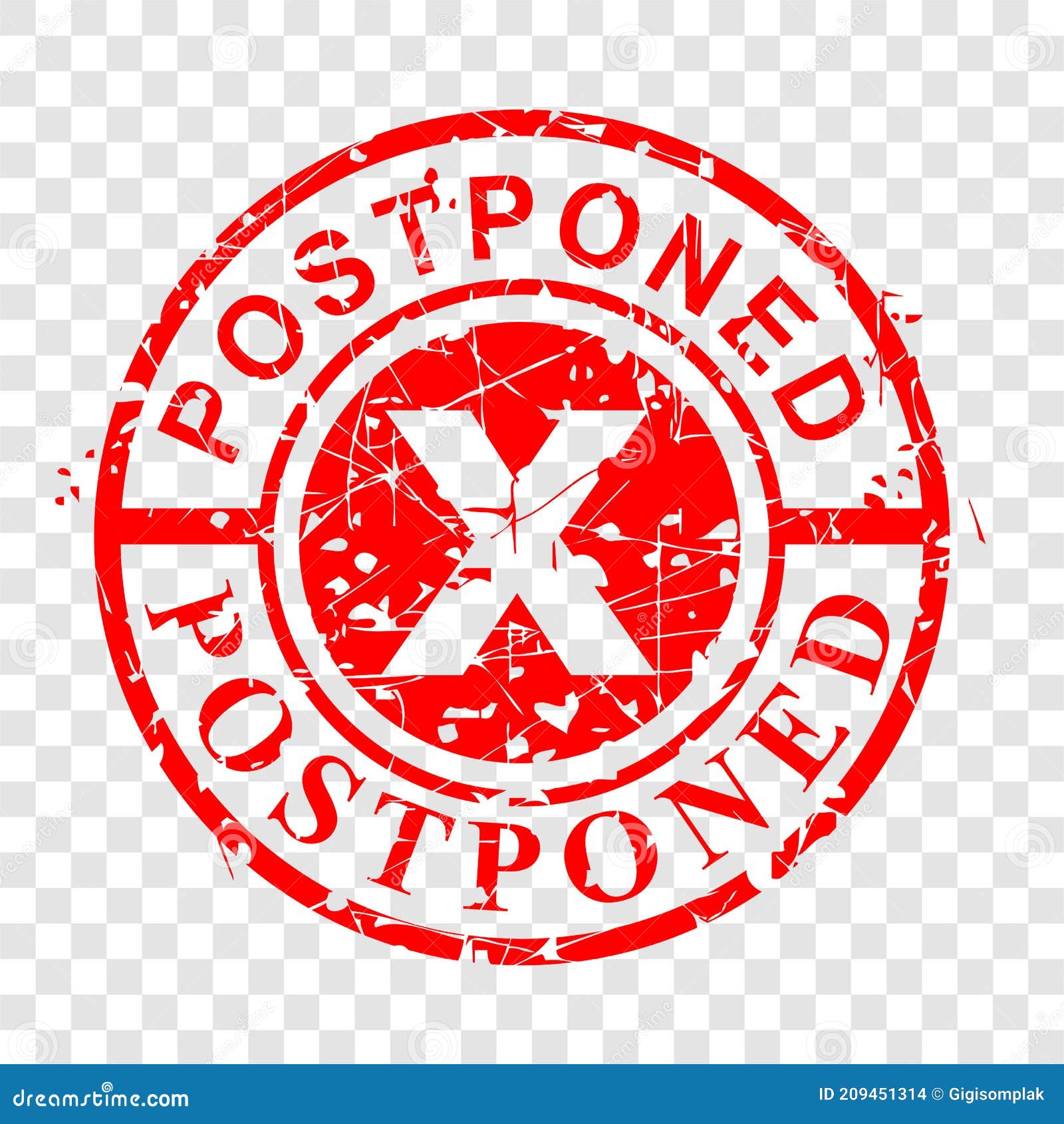 Simple Circle Vector Red Rust Grunge Rubber Stamp Effect, Postponed at ...