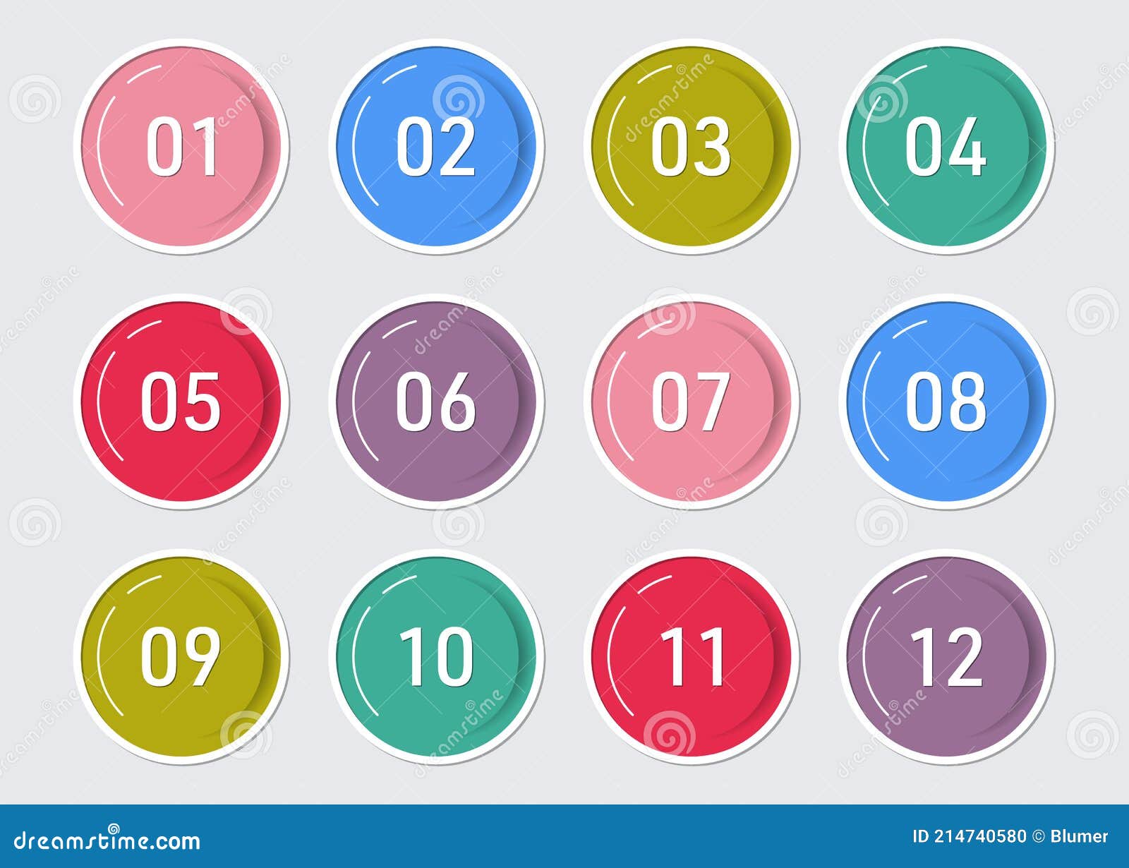 Simple Circle Web Buttons with Twelve Options Stock Vector ...