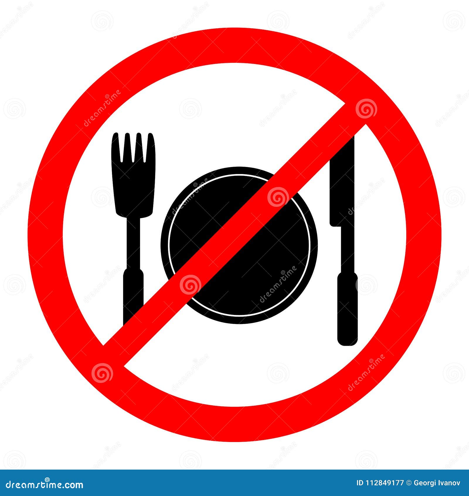 No Eating Allowed Sign. Red Prohibition No Food Sign. Vector ...