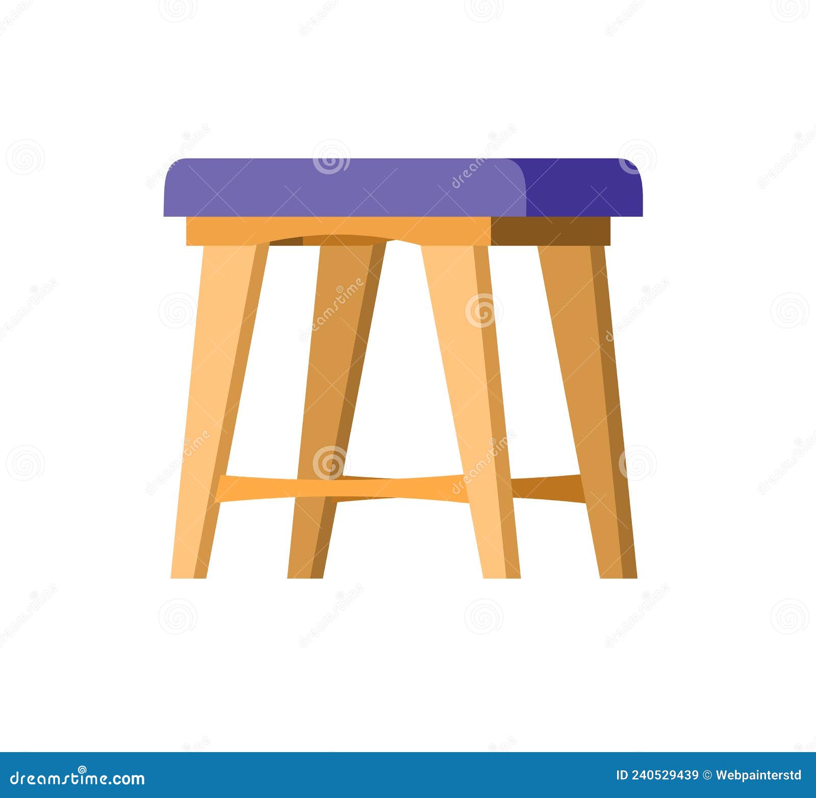 Simple Classic Backless Stool. Soft Padding. Cartoon Style. Object ...