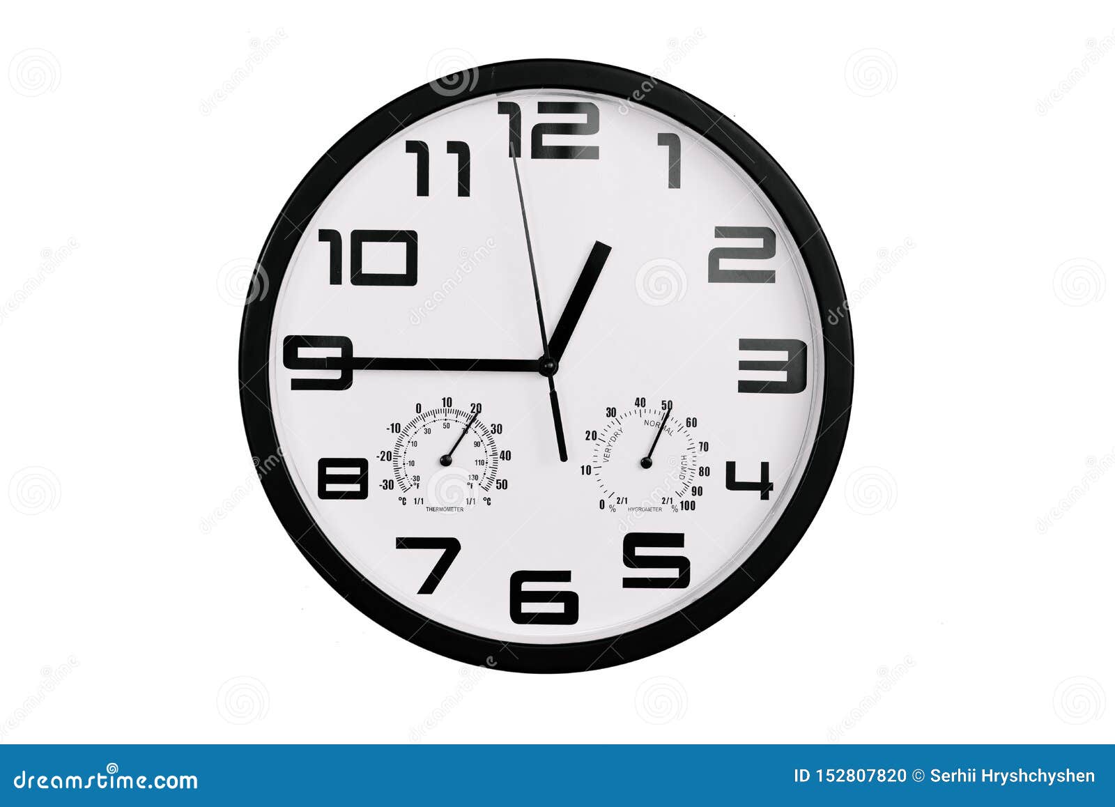 Simple Classic Black and White Round Wall Clock Isolated on White ...