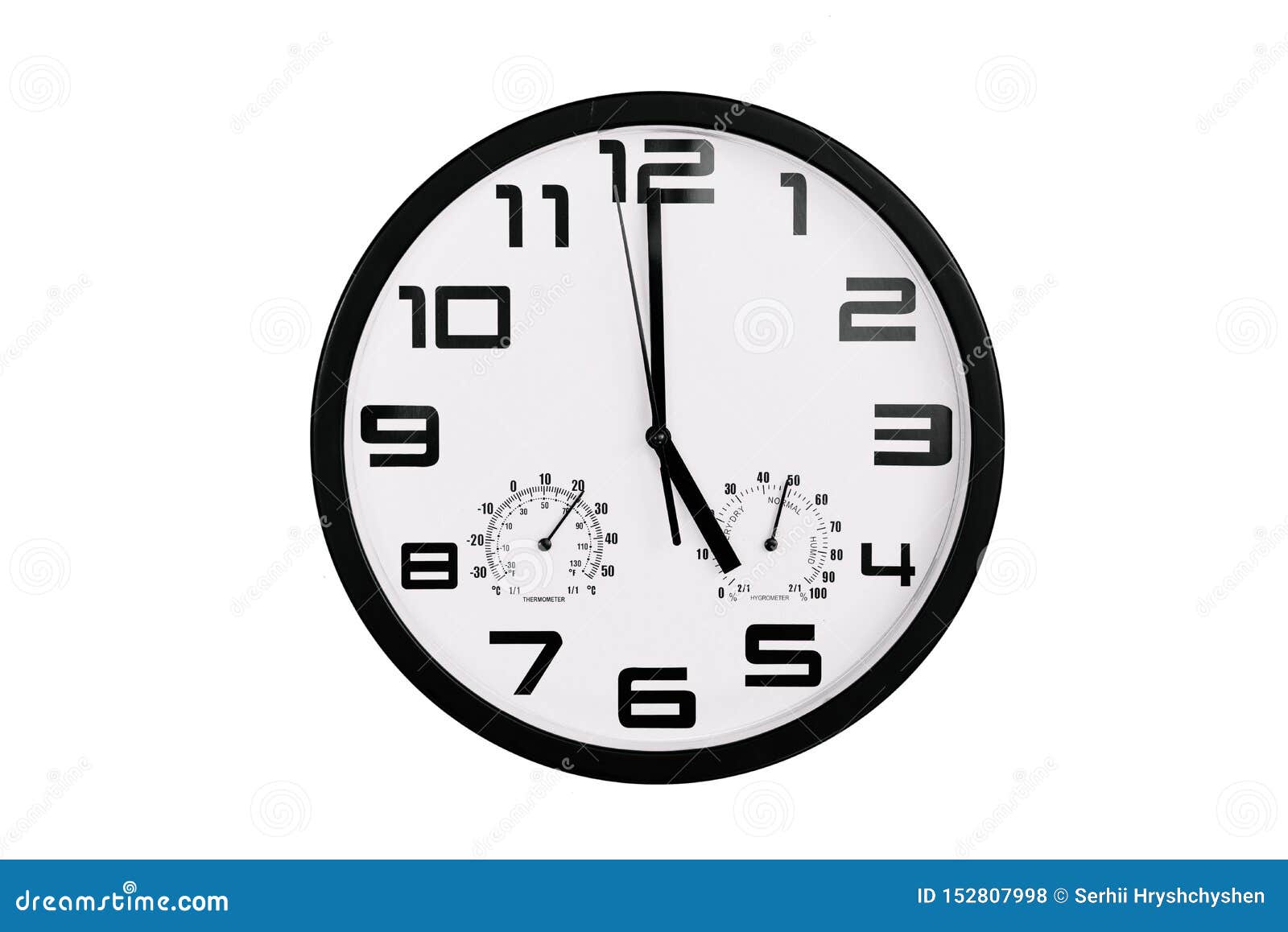 Simple Classic Black and White Round Wall Clock Isolated on White ...