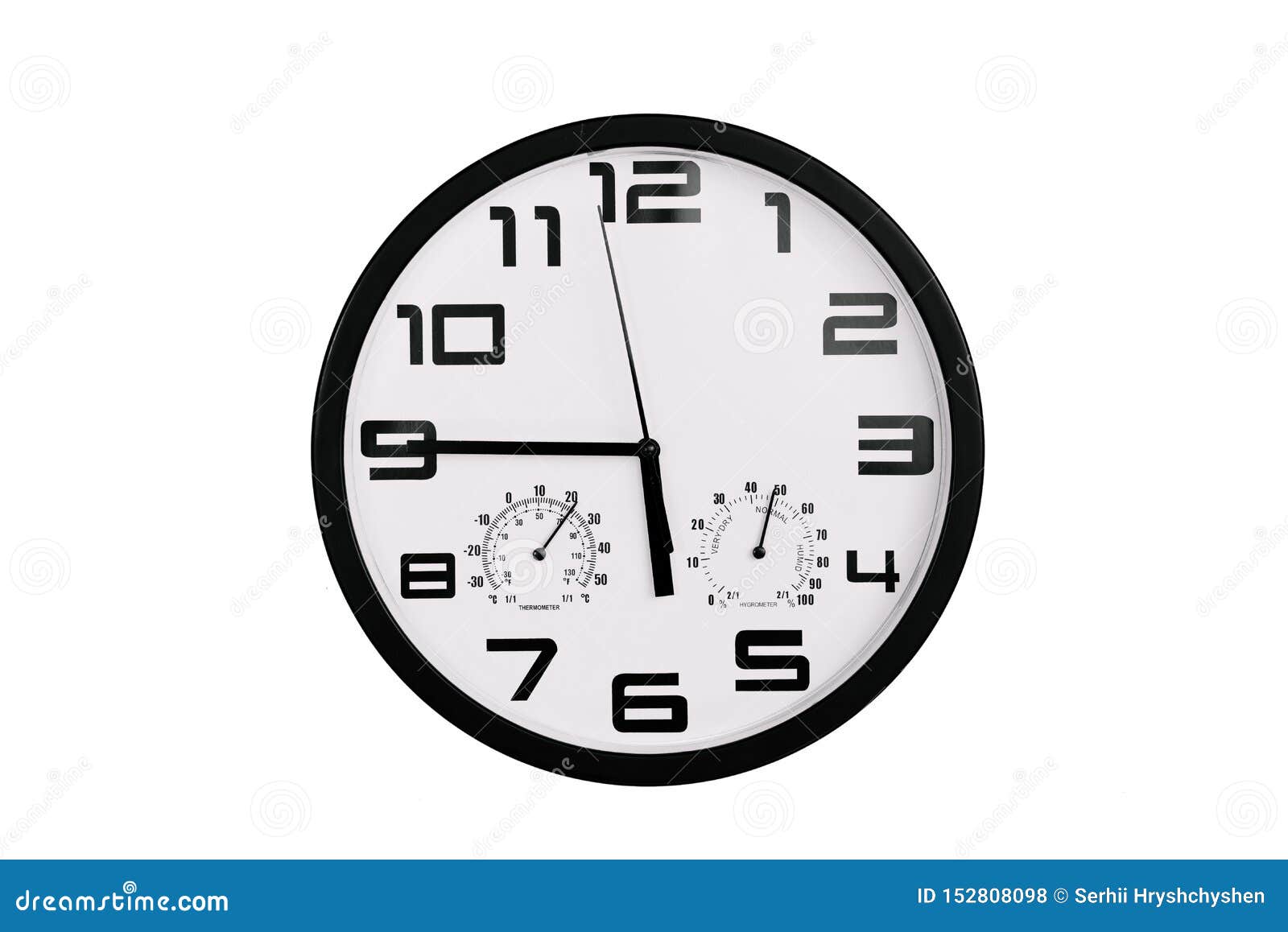 Simple Classic Black and White Round Wall Clock Isolated on White ...