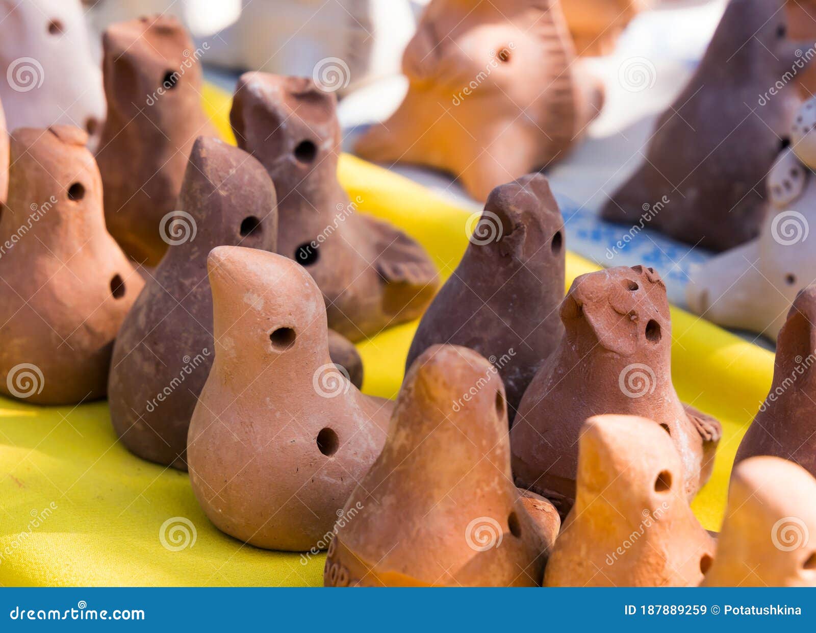 Simple Clay Plate And Bowl On White Background. Traditional Craft ...