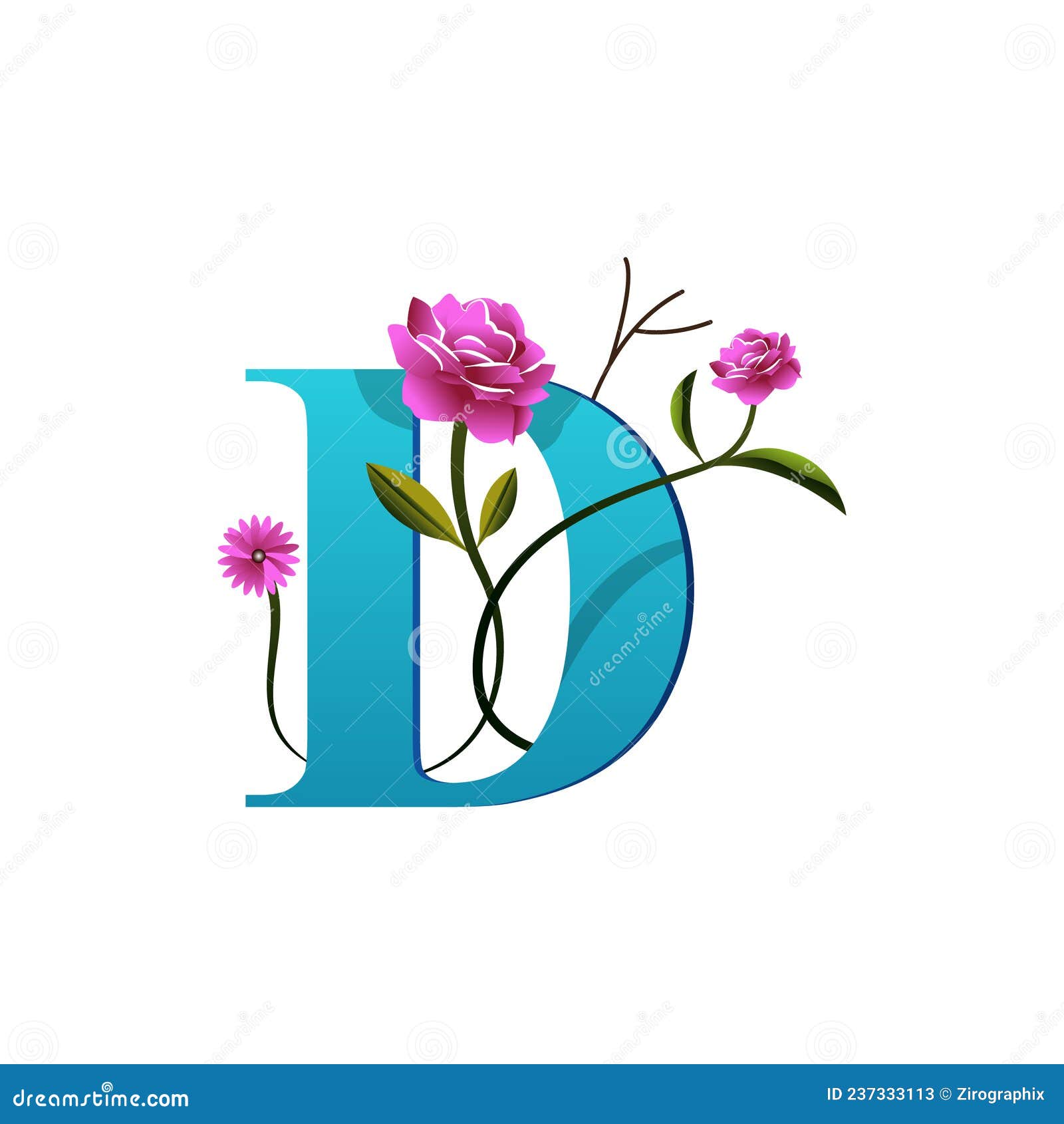 Creative Floral D Logo Icon Art Illustration Stock Vector ...