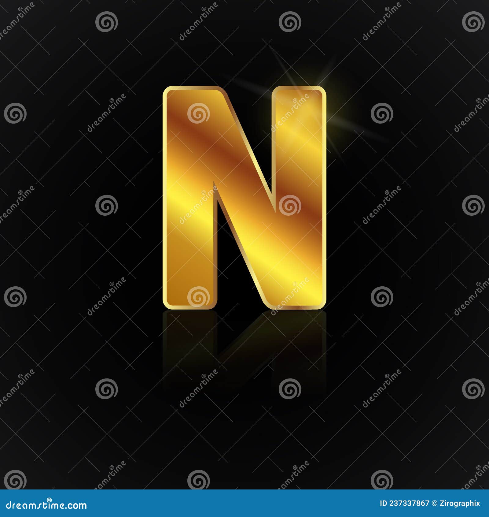 Creative Gold N Logo Icon Art Illustration Stock Vector - Illustration ...