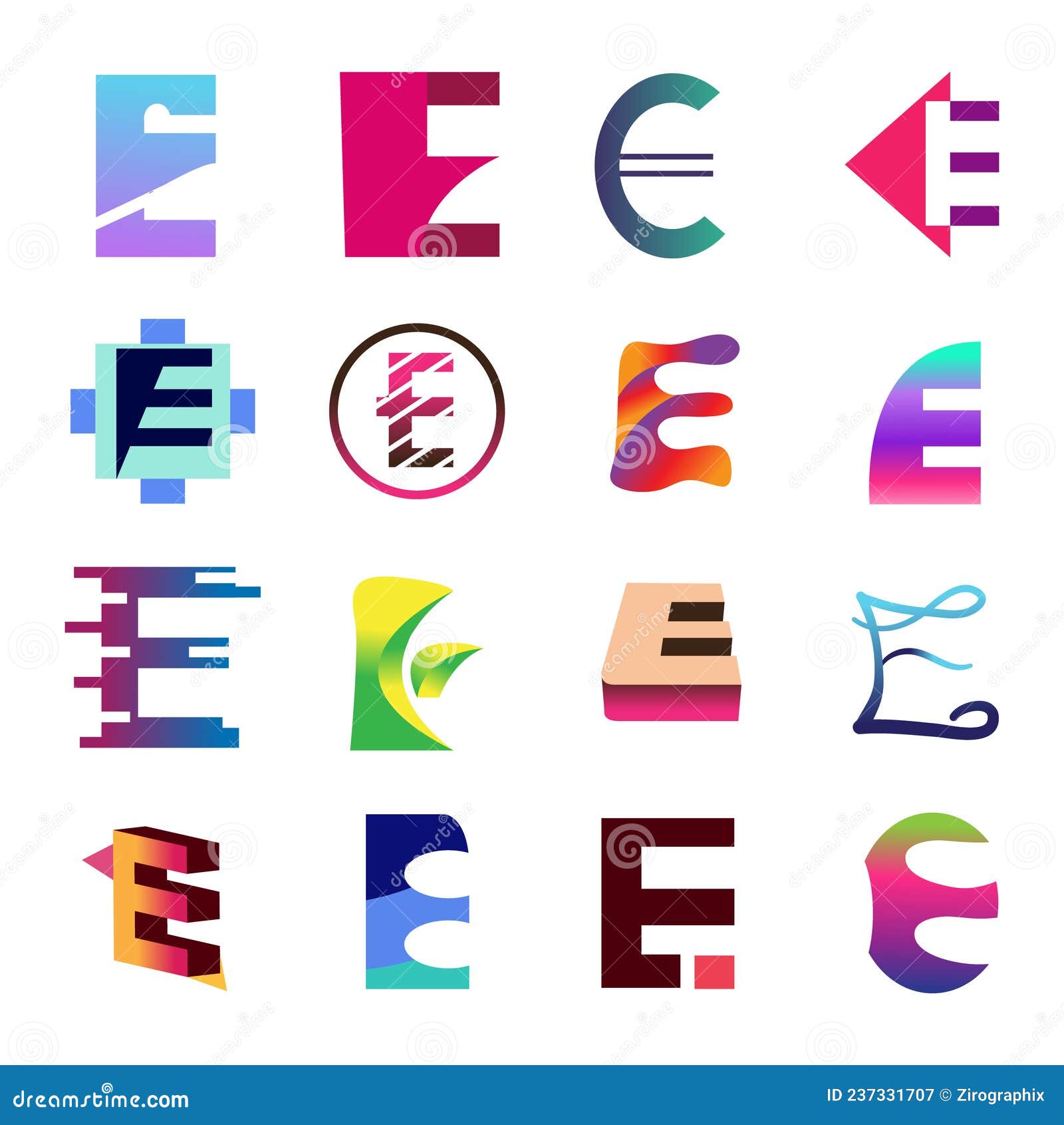 E Logos Vector Icon Art Illustration Stock Vector - Illustration of ...
