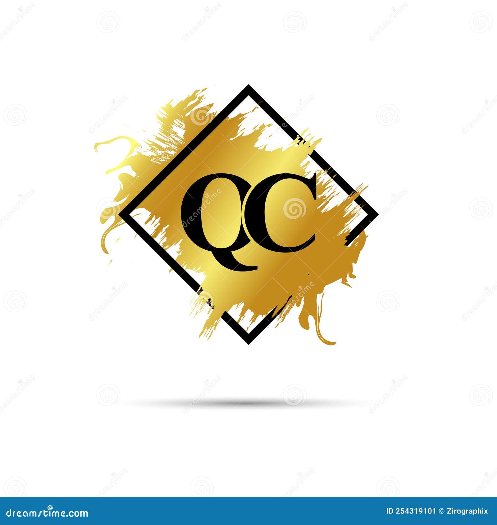 Gold QC Logo Symbol Vector Art Design Stock Illustration - Illustration ...