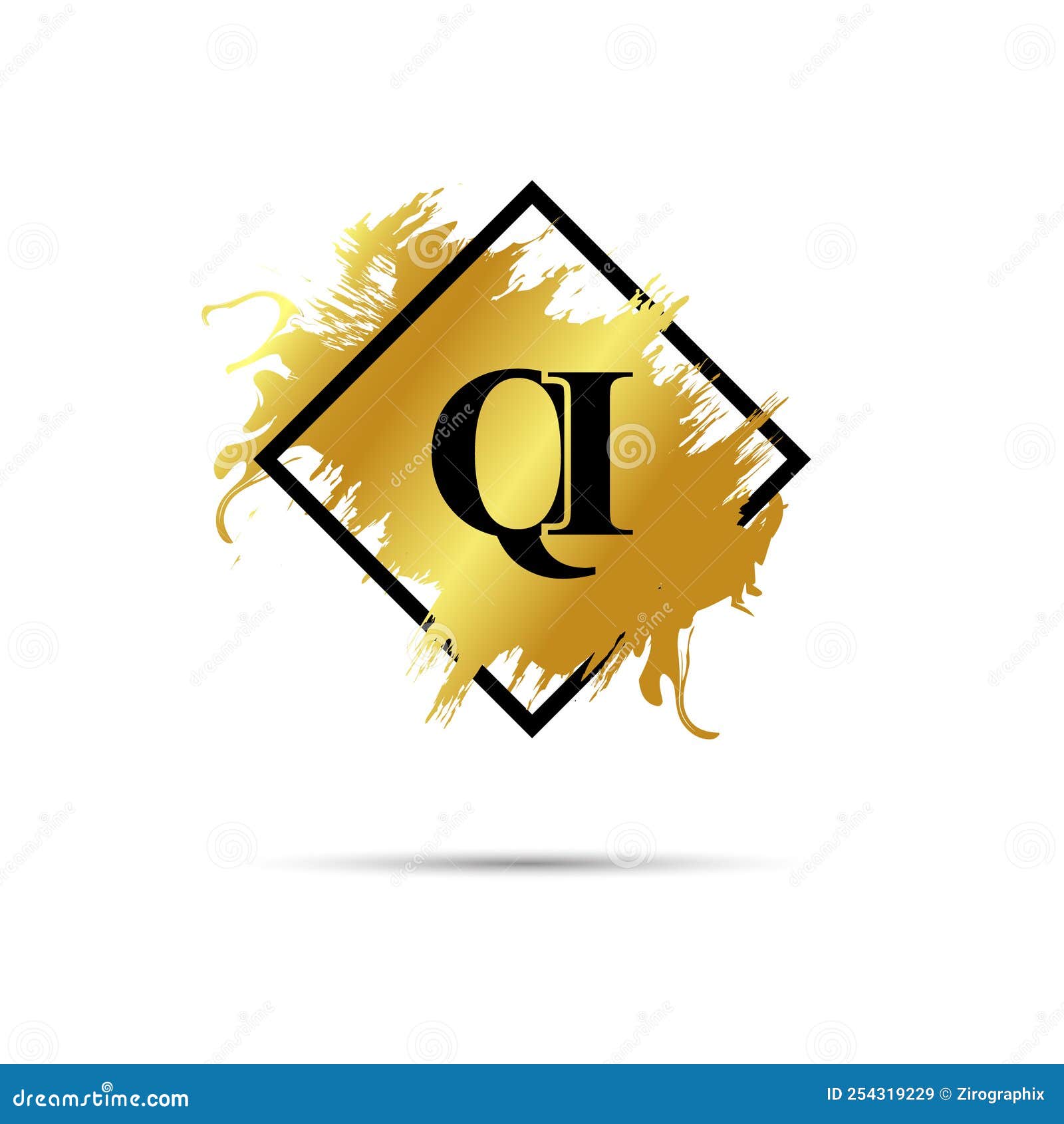 Gold QI Logo Symbol Vector Art Design Stock Illustration - Illustration ...