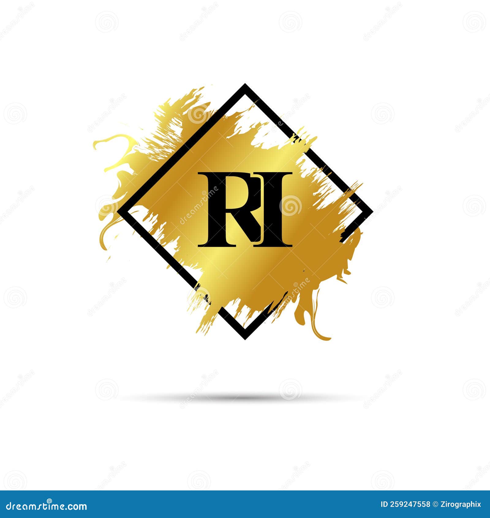 Gold RI Logo Symbol Vector Art Design Stock Illustration - Illustration ...