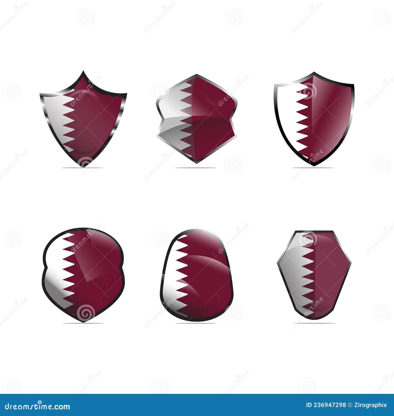 Qatar Shield Set Vector Art Illustration Stock Vector - Illustration of ...