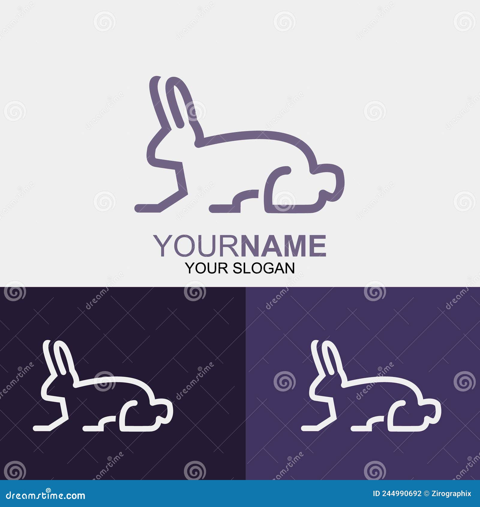 Rabbit Line Type Logo Design Symbol Illustration Stock Vector ...