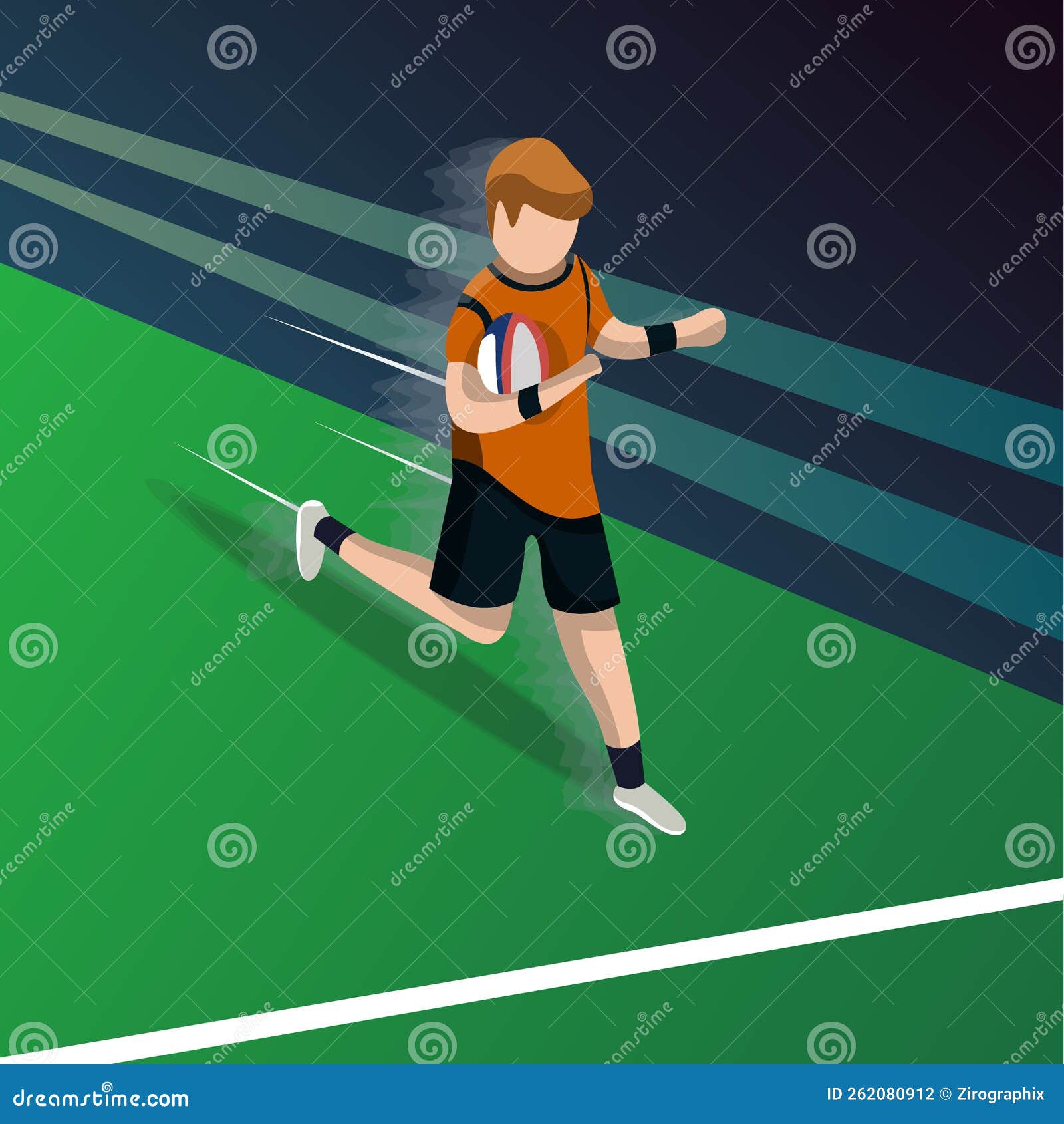 Rugby Character in Action Vector Art Design Stock Vector - Illustration ...