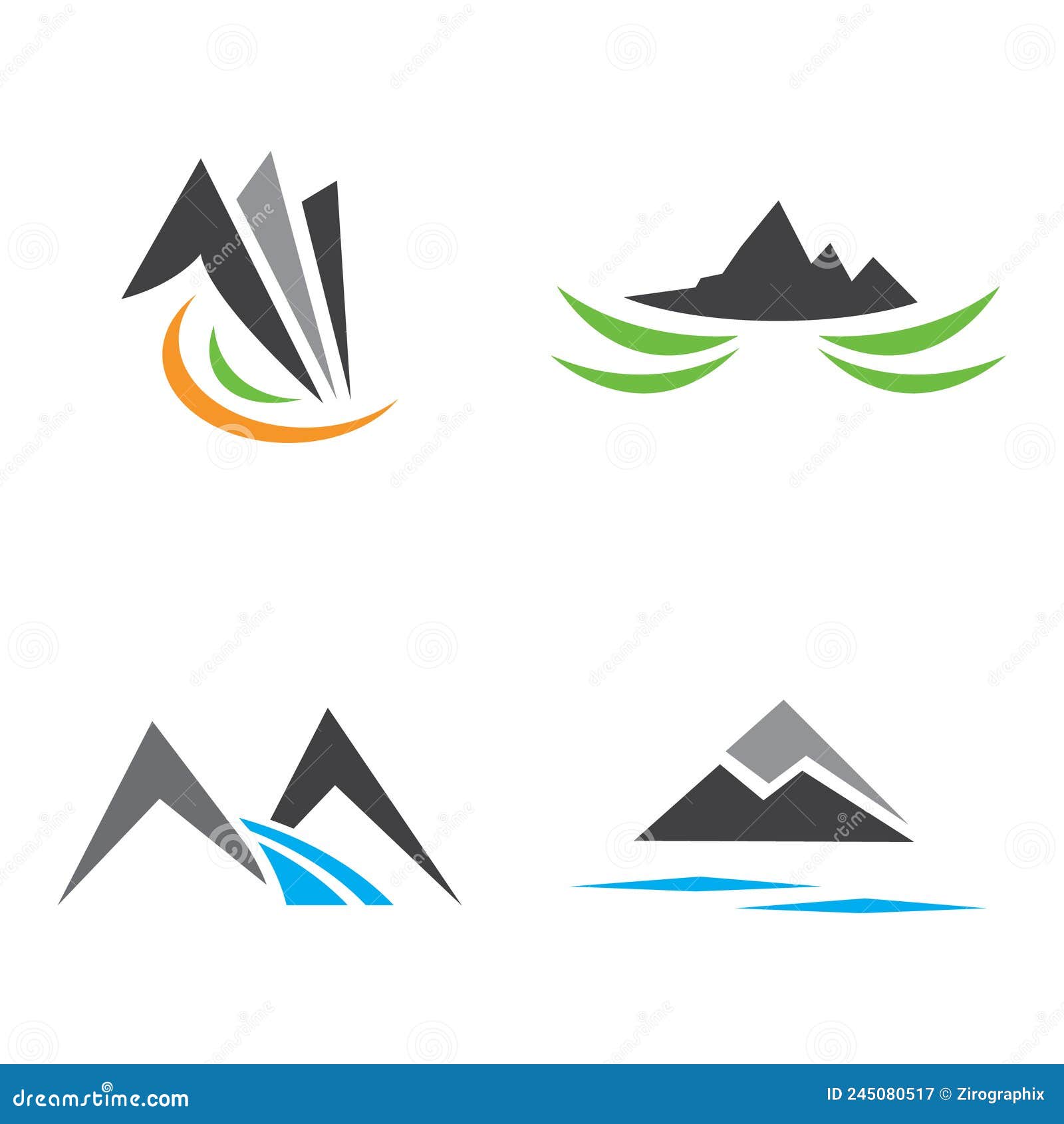 Set of Abstract Mountain Symbol Icons Stock Vector - Illustration of ...