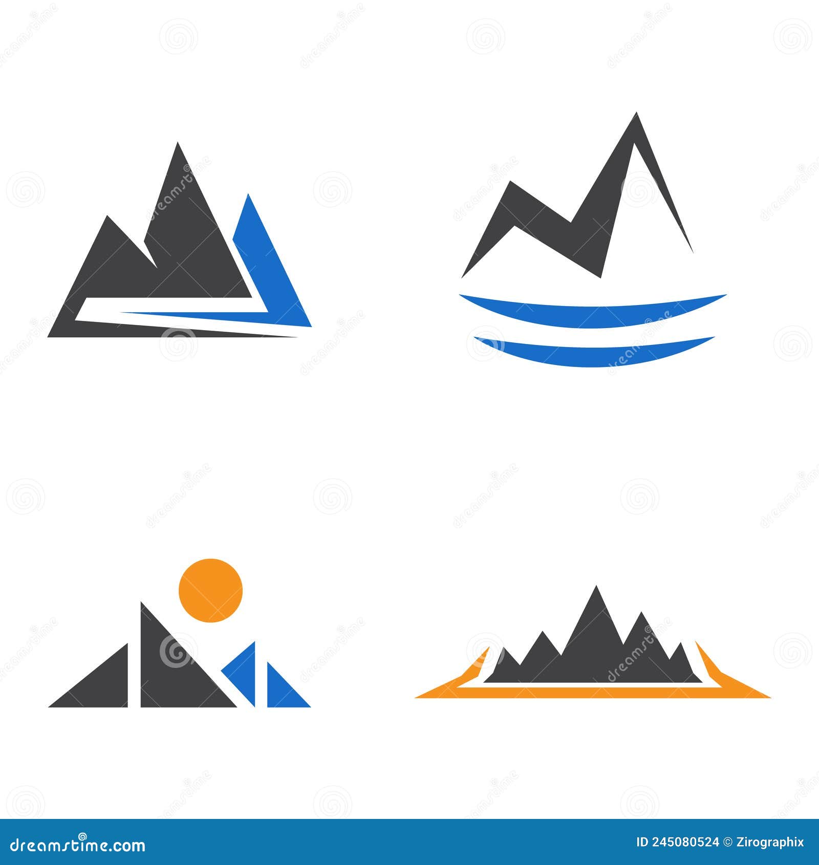 Set of Abstract Mountain Symbol Icons Stock Vector - Illustration of ...