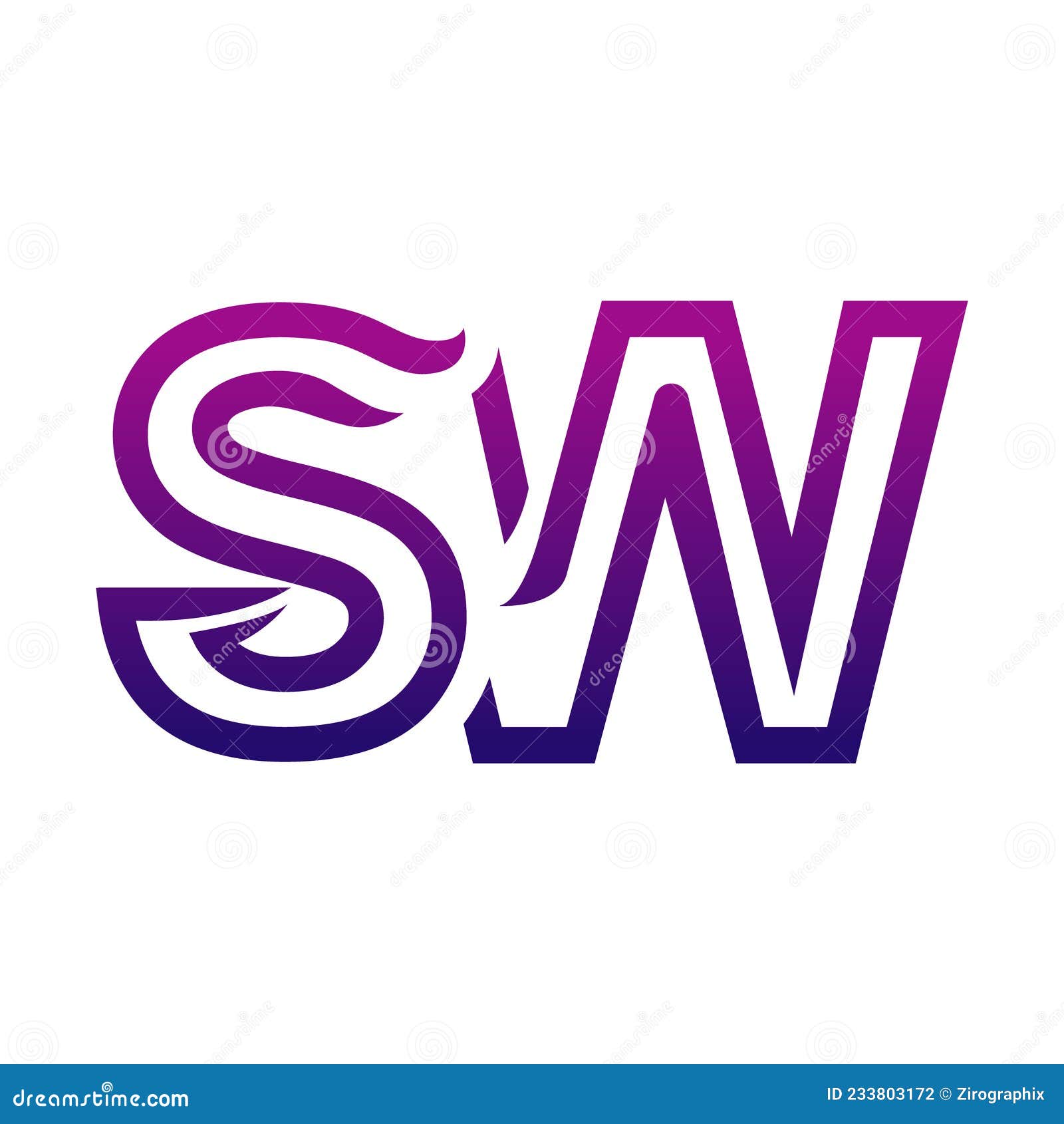 Stylish Creative SW Logo Icon Design Stock Vector - Illustration of ...