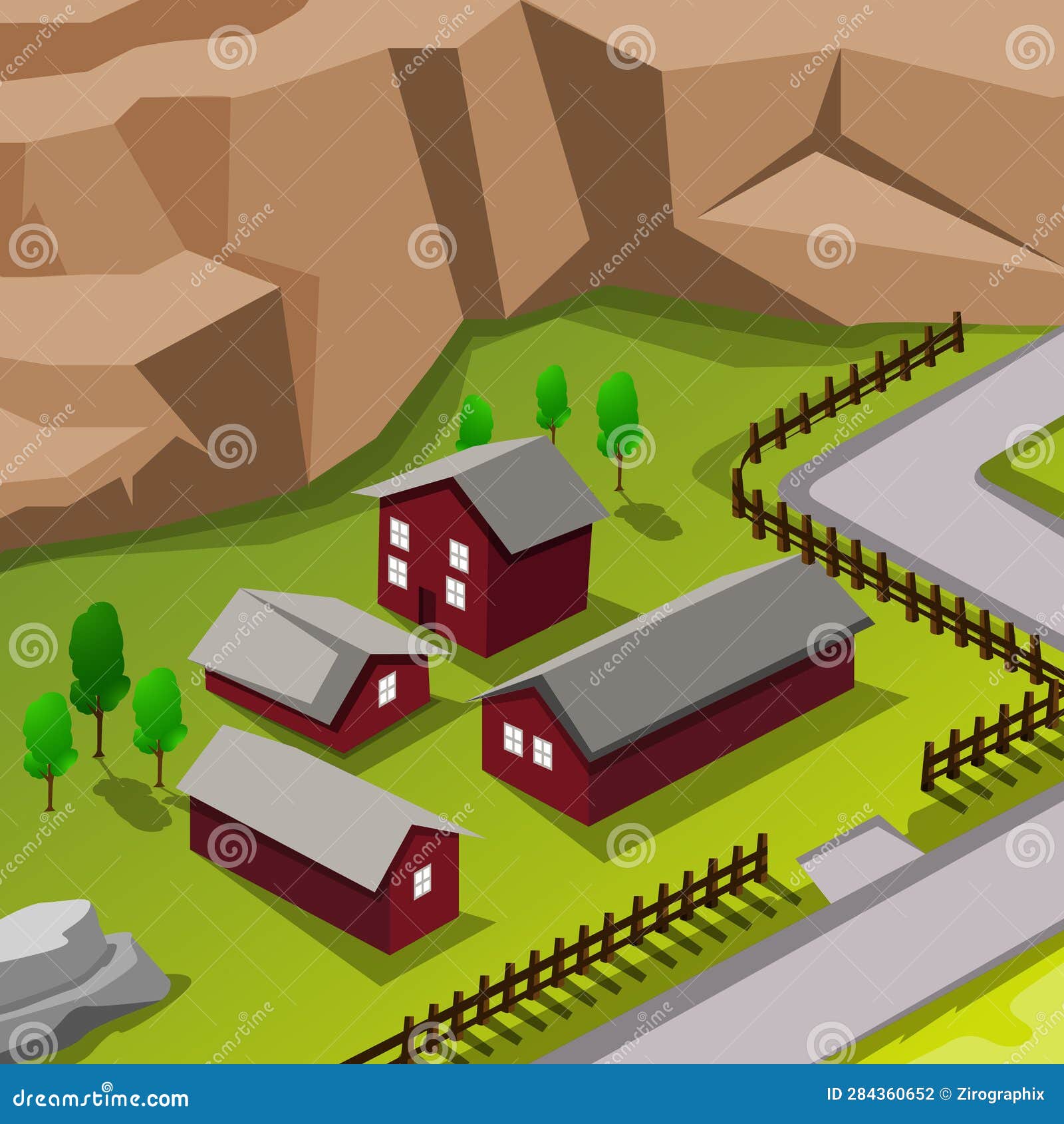 Unique Isometric Illustration of Buildings Stock Vector - Illustration ...