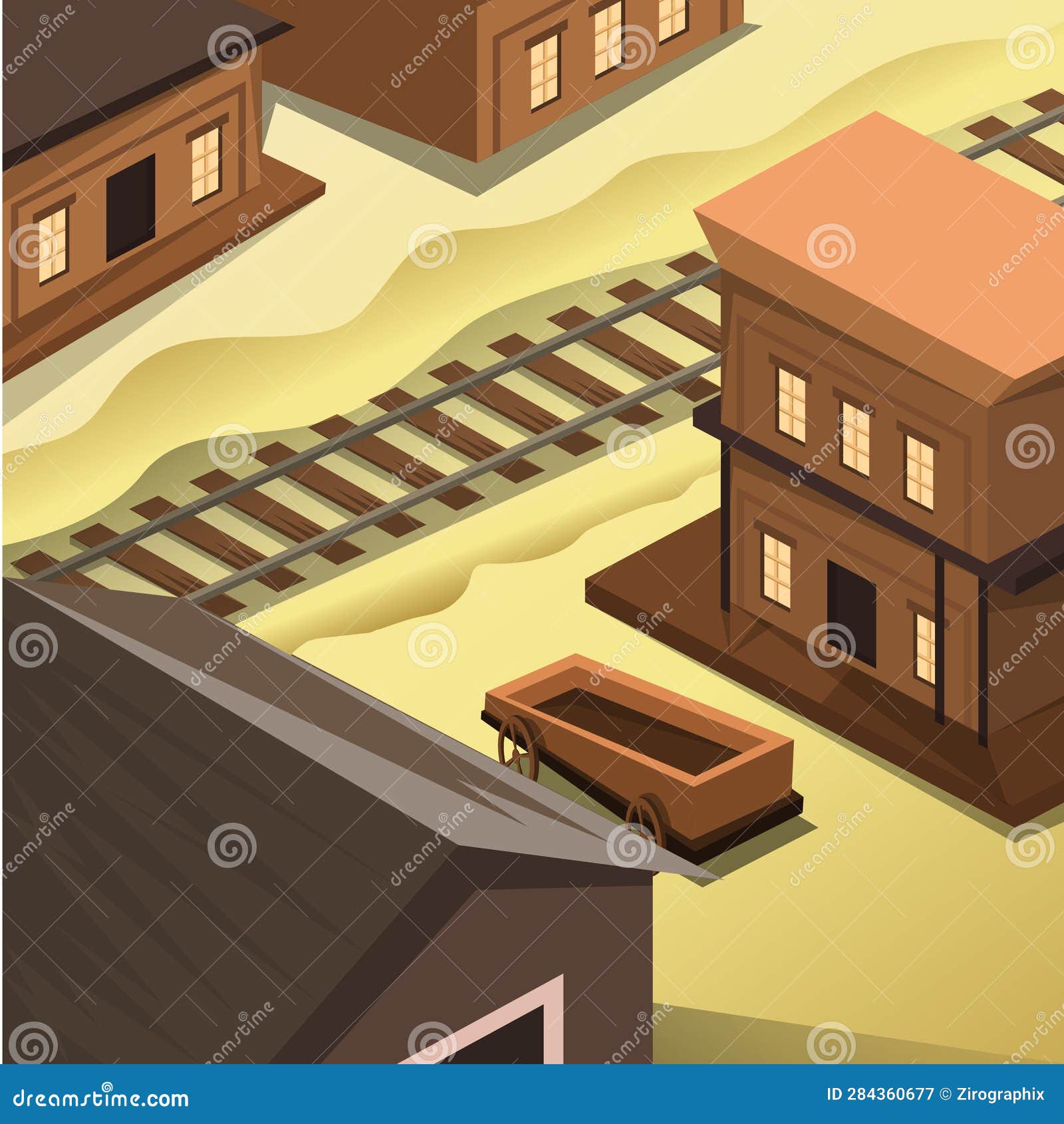 Unique Isometric Illustration of Buildings Stock Illustration ...