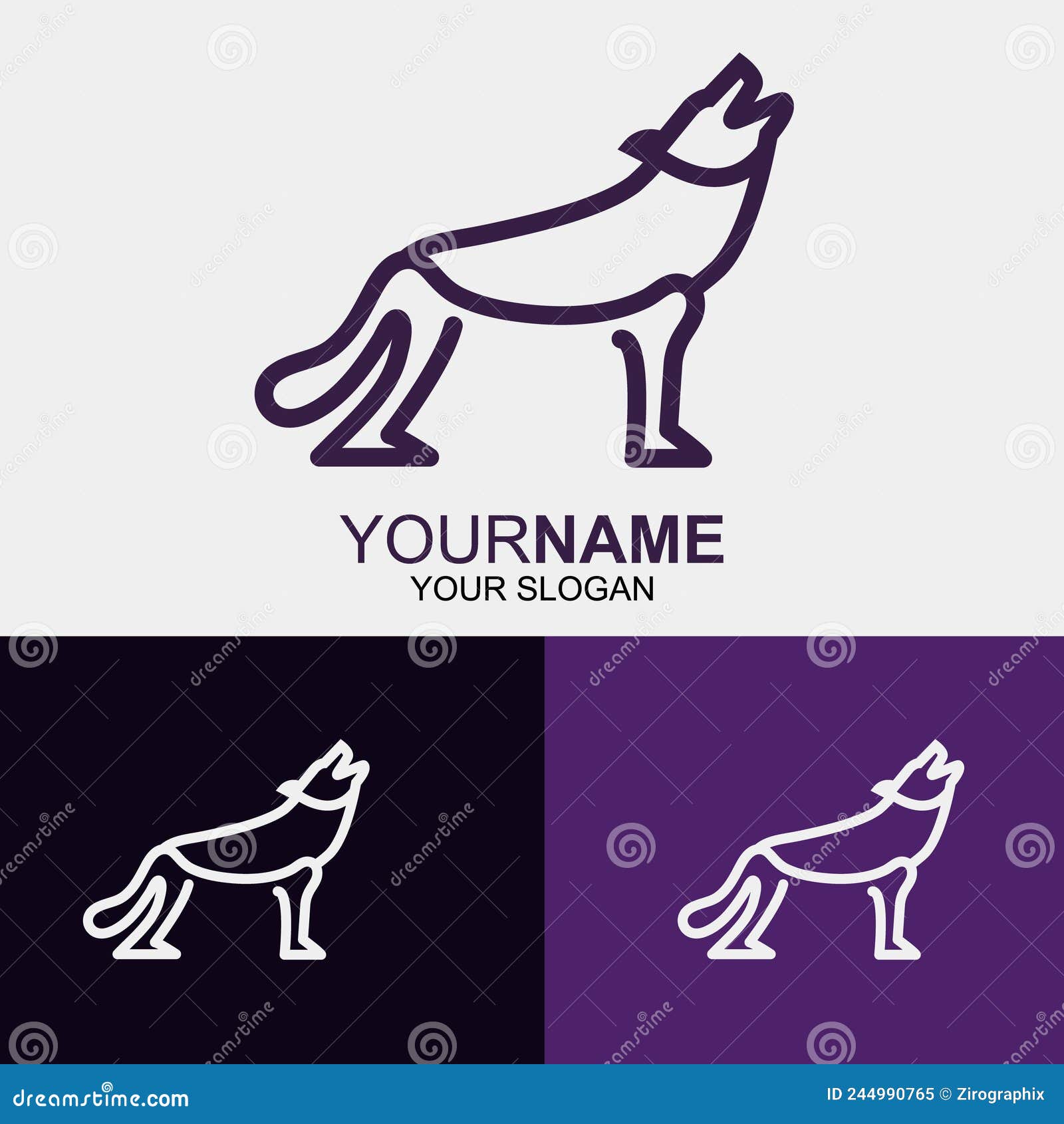 Wolf Line Type Logo Design Symbol Illustration Stock Illustration ...