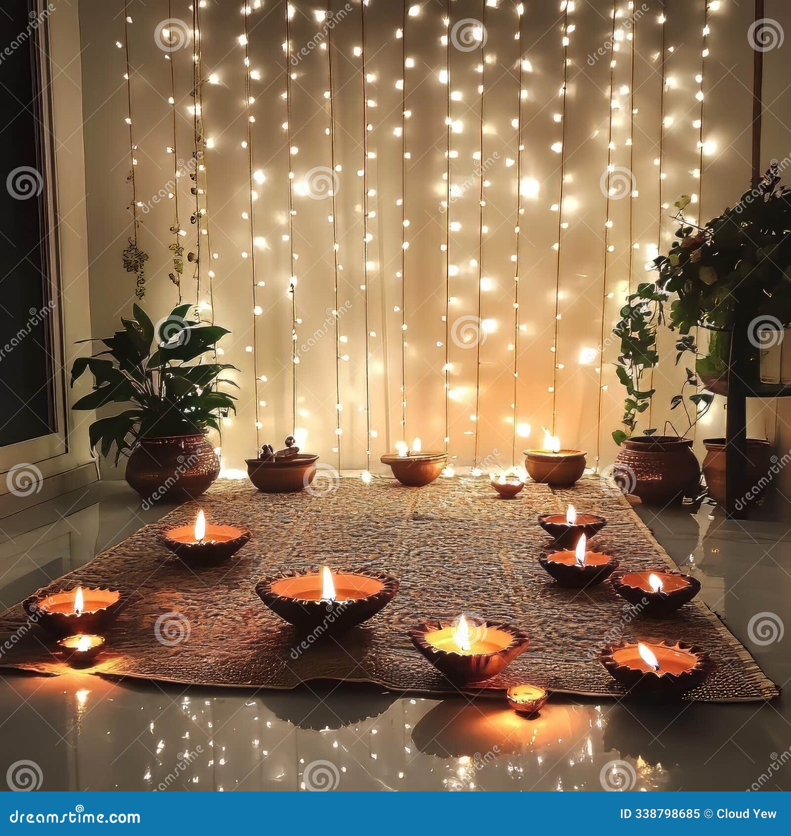 Simple and Clean Diwali Celebration Setup Stock Illustration ...