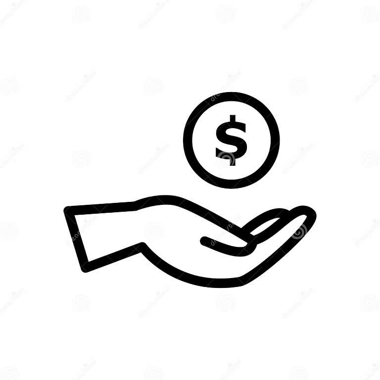 Simple and Clean Donation Hand Coin Outline Vector Icon Design Stock ... Simple and Clean Donation Hand Coin Outline Vector Icon Design Stock ...