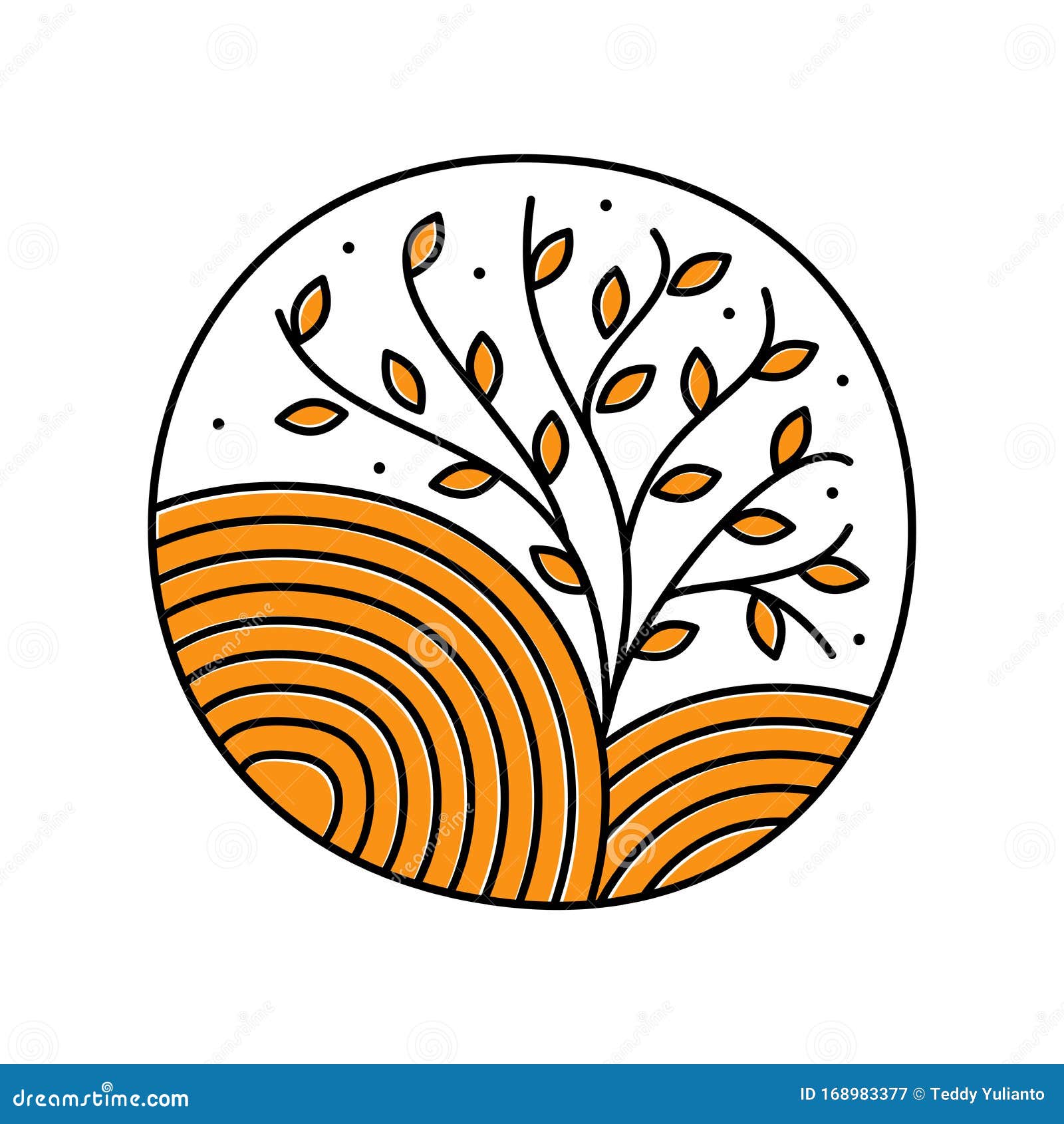 Monoline Circle Tree or Plant Stock Vector - Illustration of branches ...