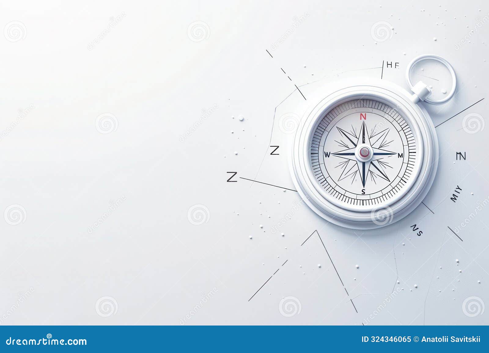 A Simple, Clean Image Featuring a White Compass with Black Markings on ...